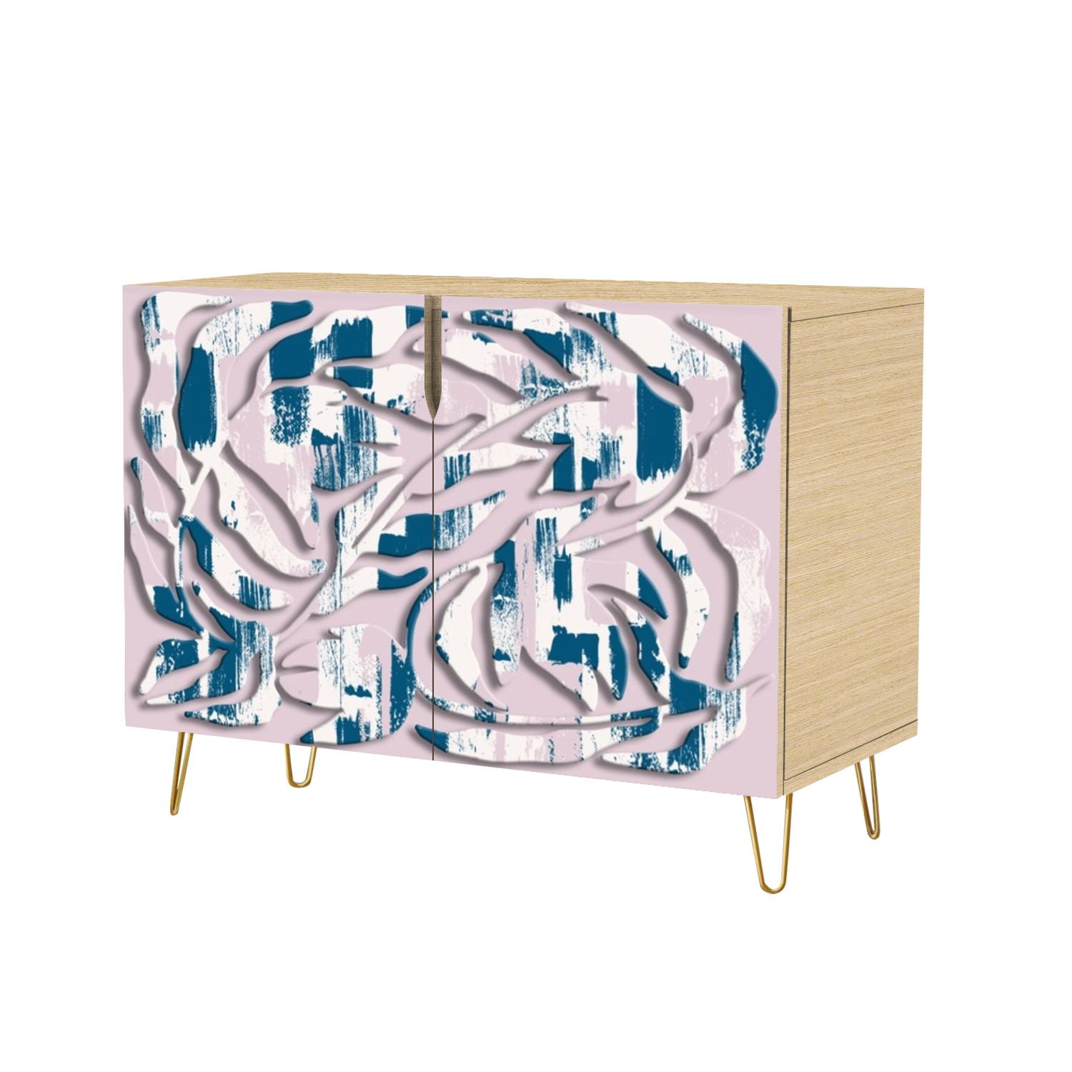 Sideboard Buffet Cabinet with Storage Dynamic teal swirls layered light ...