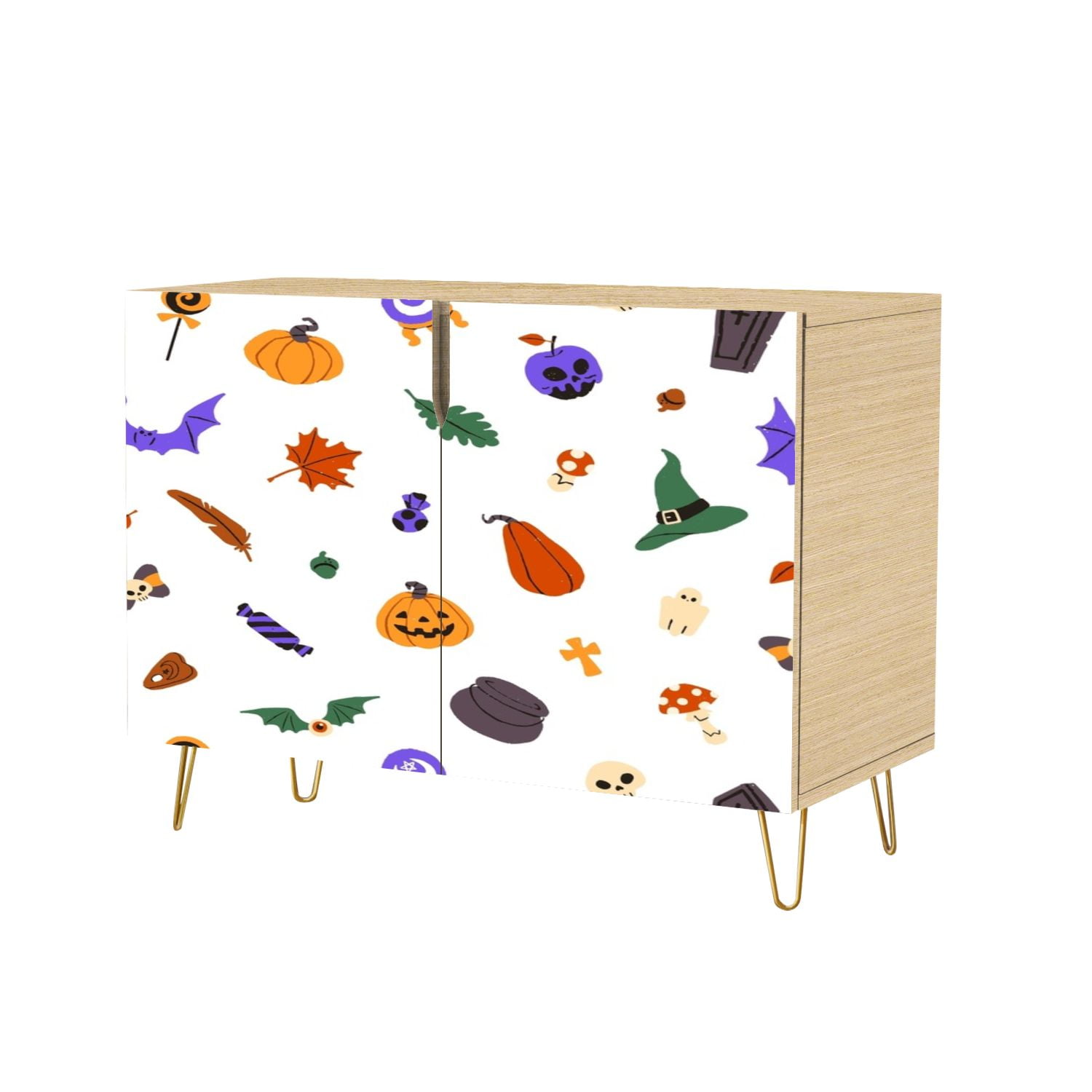 Sideboard Buffet Cabinet with Storage Endless Halloween pumpkins scary ...