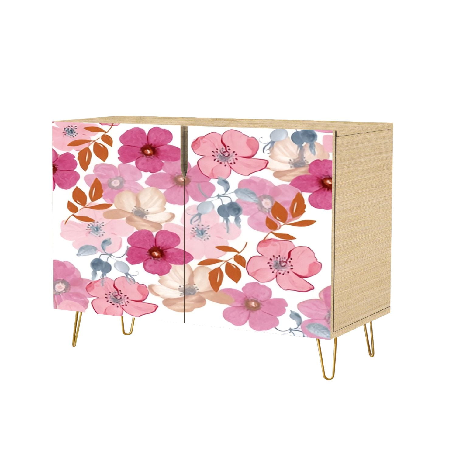 Sideboard Buffet Cabinet with Storage Floral seamless Wild flowers ...