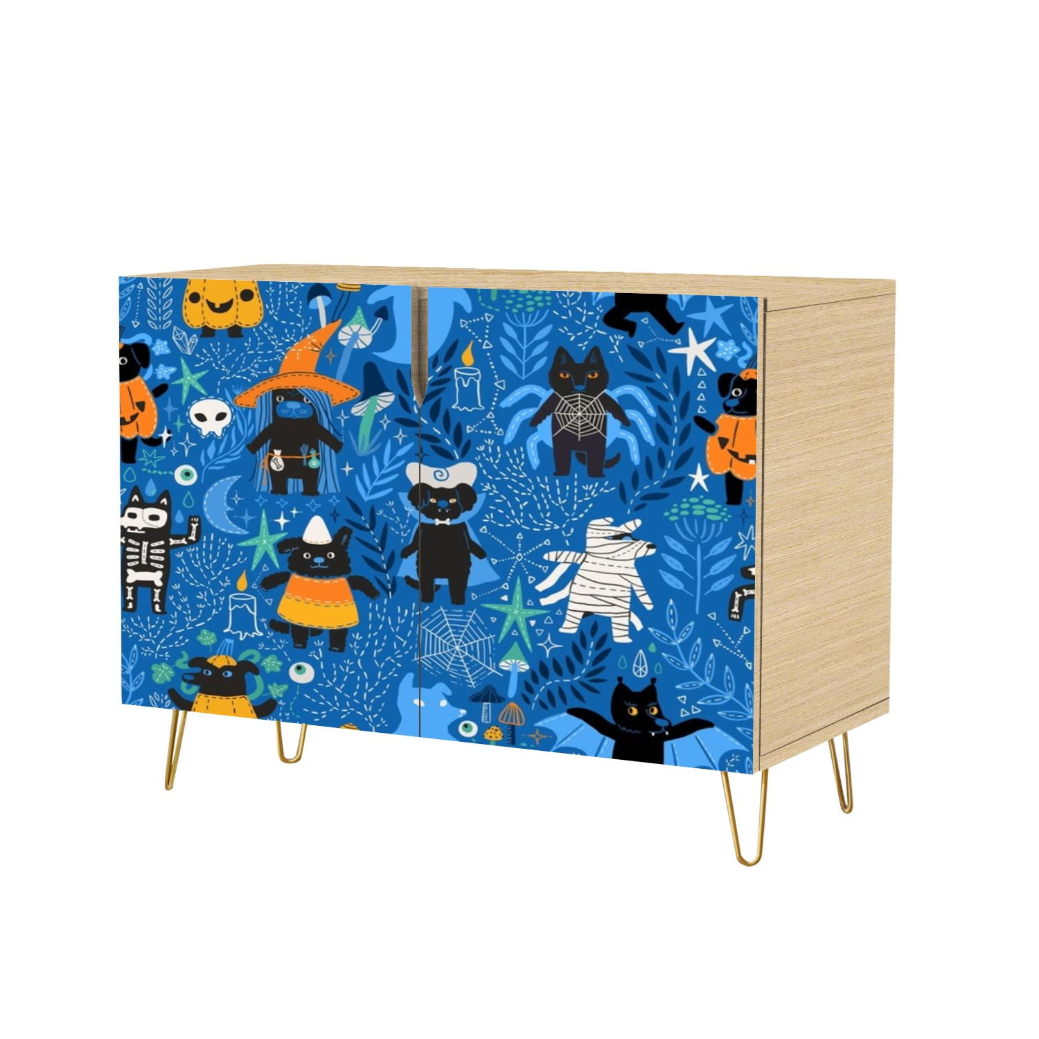 Sideboard Buffet Cabinet with Storage Funny black dogs wearing ...