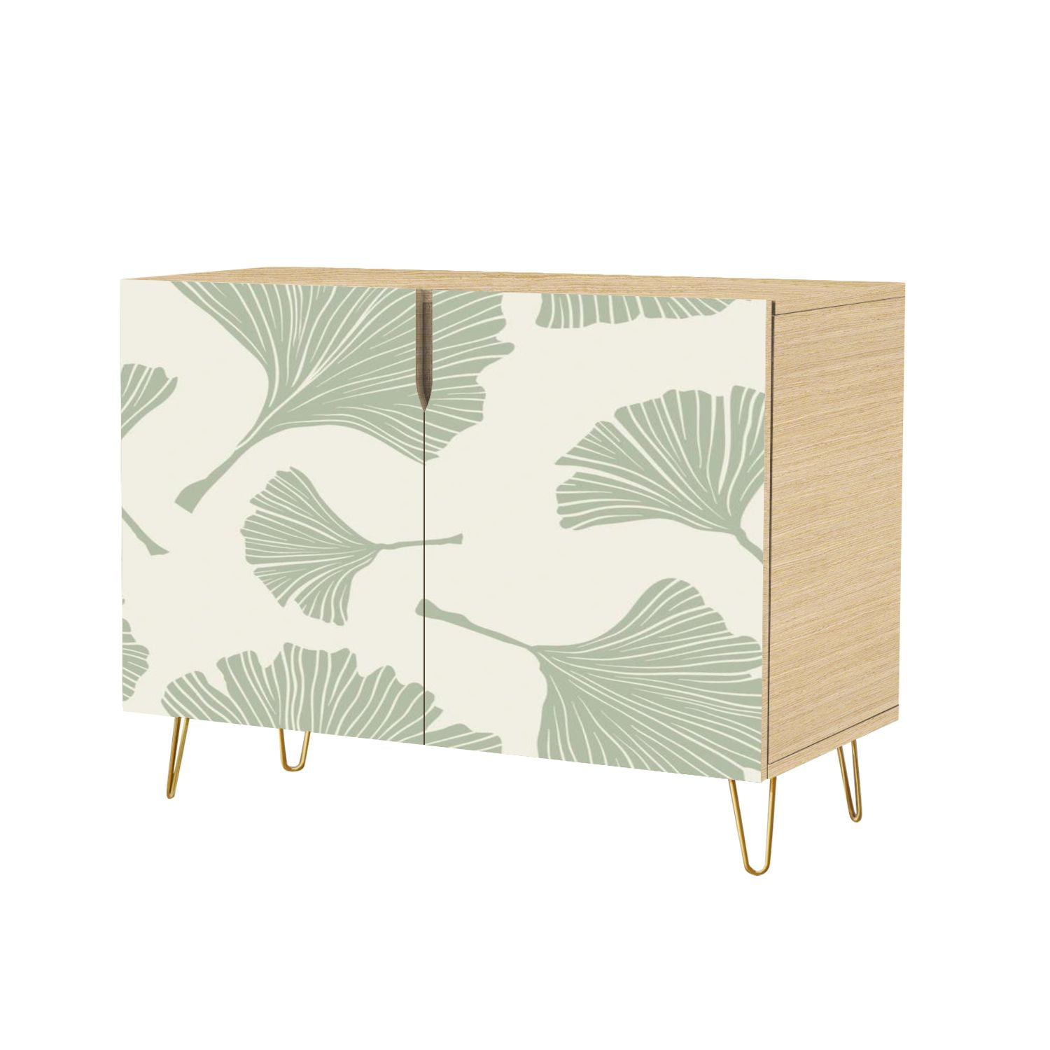 Sideboard Buffet Cabinet with Storage Ginkgo Biloba Botany Plant Line ...