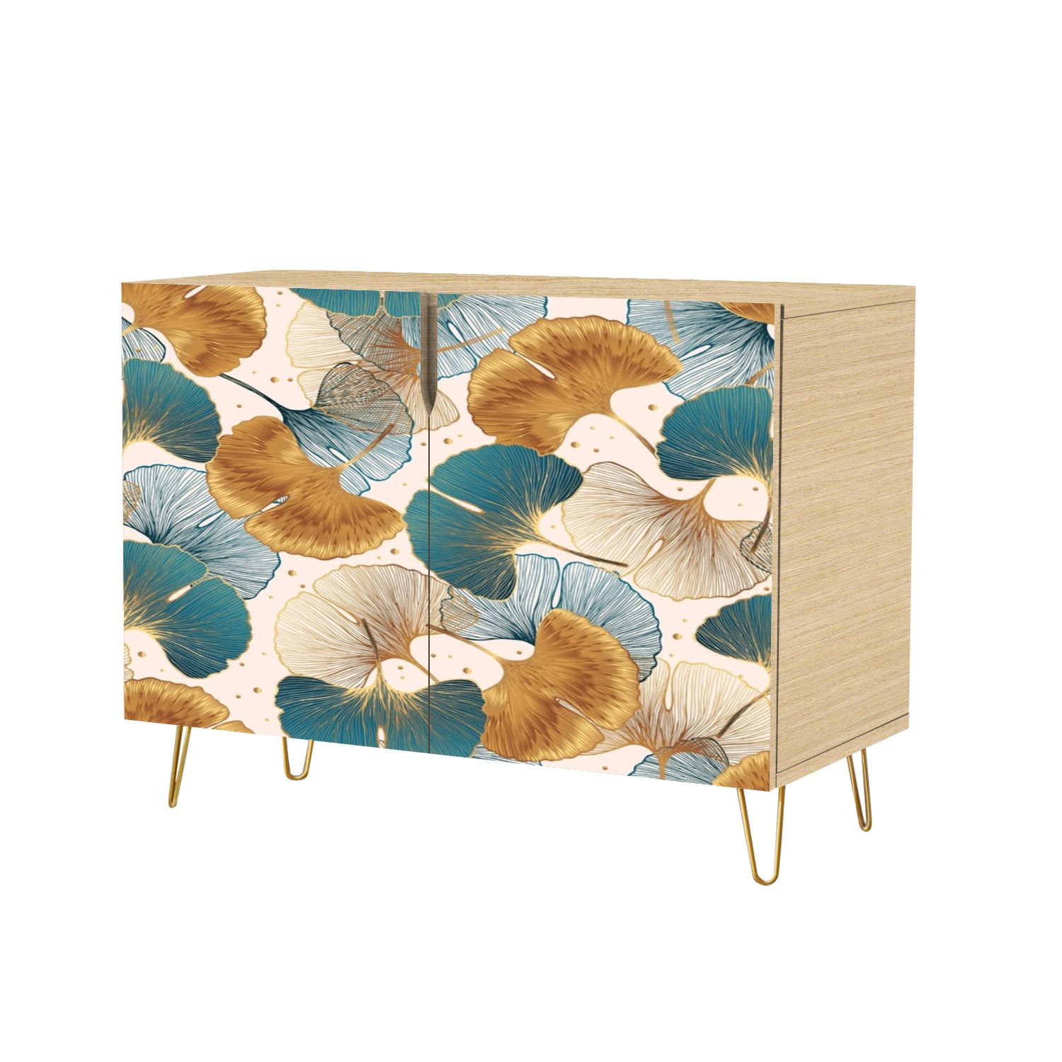 Sideboard Buffet Cabinet with Storage Ginkgo leaves seamless botanical ...