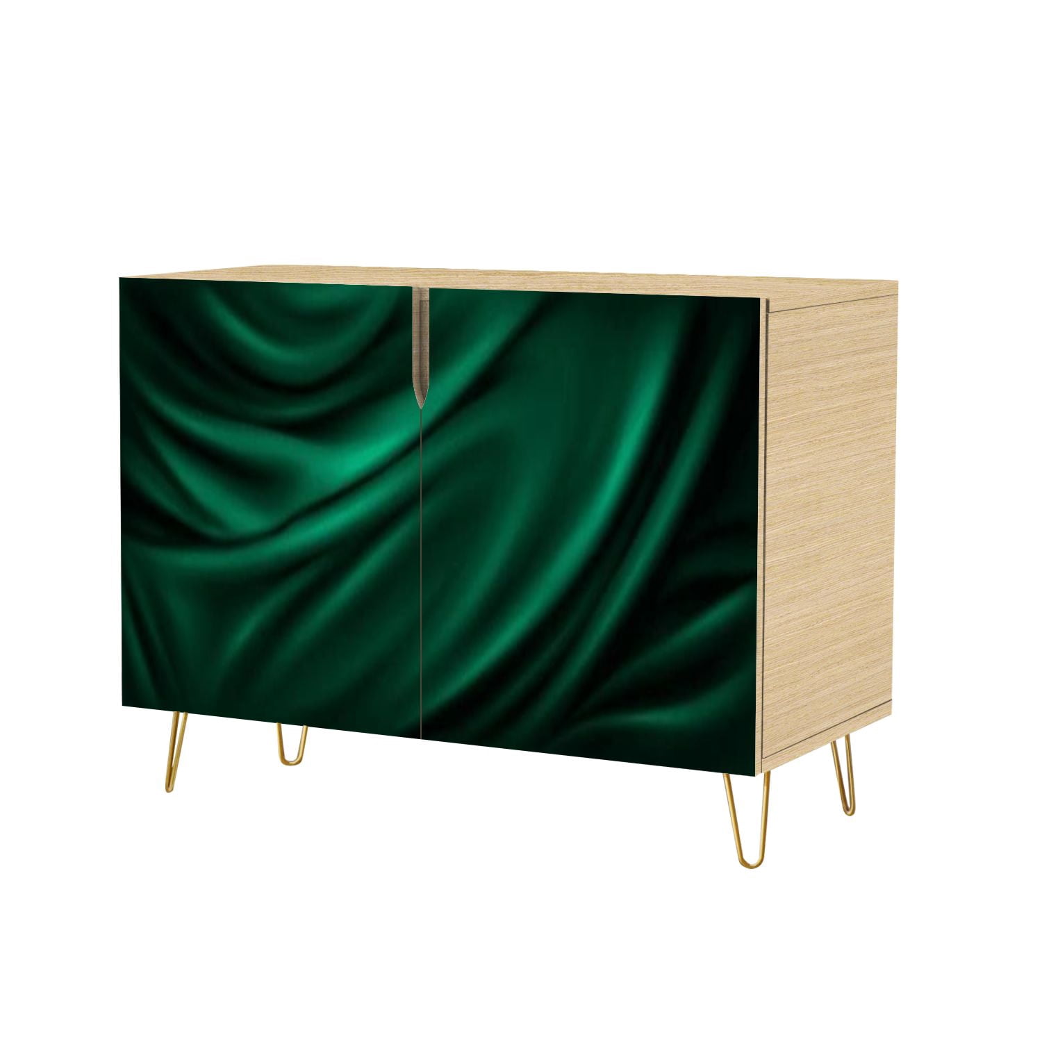 Sideboard Buffet Cabinet with Storage Green drapery silk fabric luxury ...