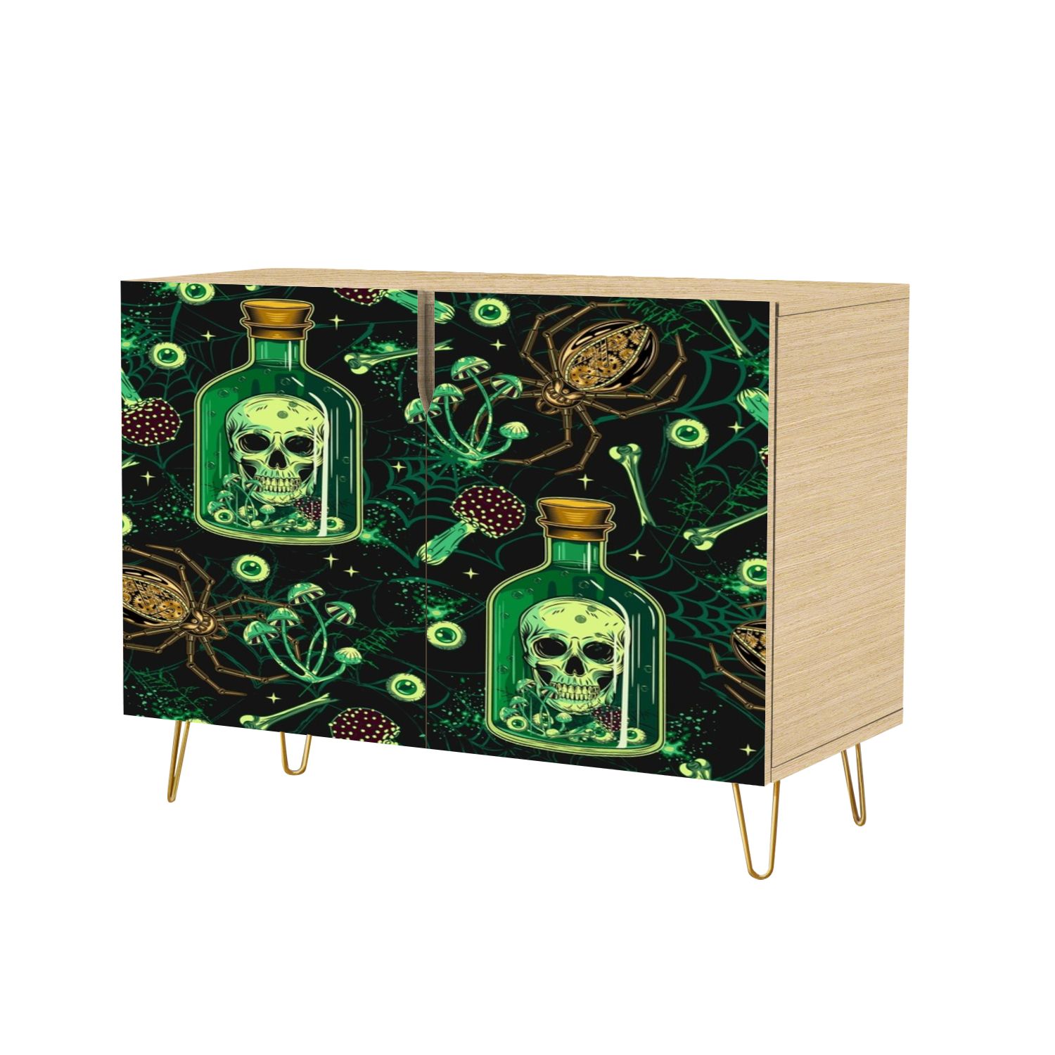 Sideboard Buffet Cabinet with Storage Halloween glass bottle green ...
