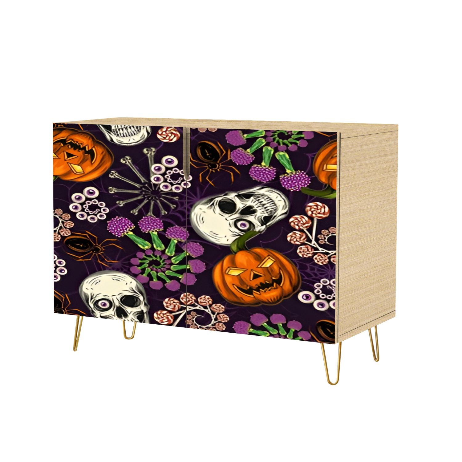 Sideboard Buffet Cabinet with Storage Halloween human skull pumpkin ...