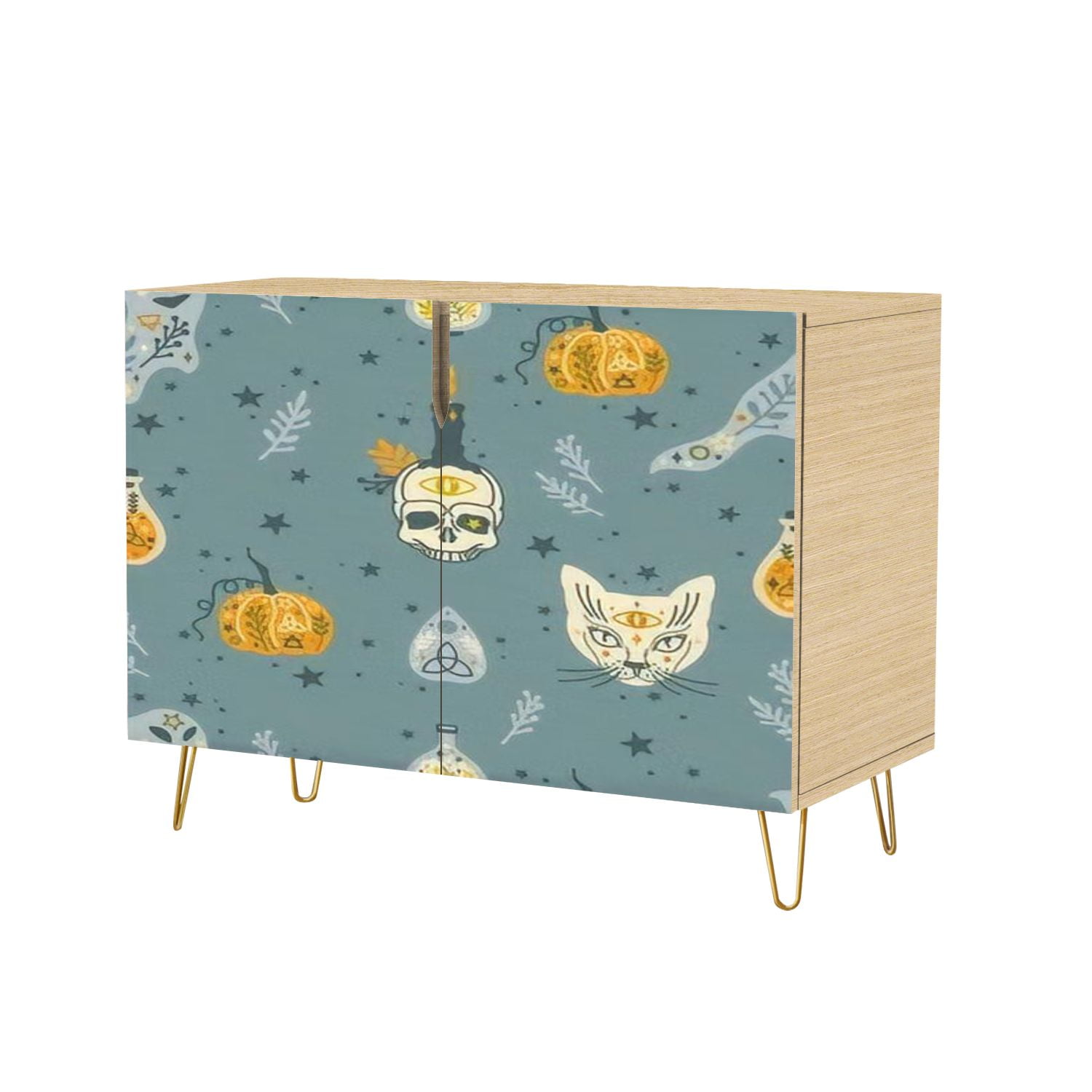 Sideboard Buffet Cabinet with Storage Halloween spooky seamless Scull ...