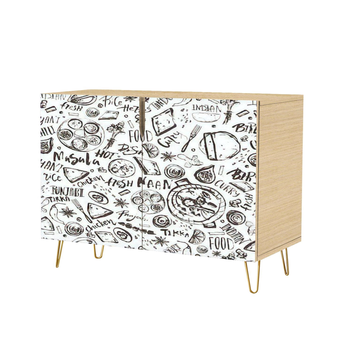 Sideboard Buffet Cabinet with Storage Indian Food seamless lettering ...