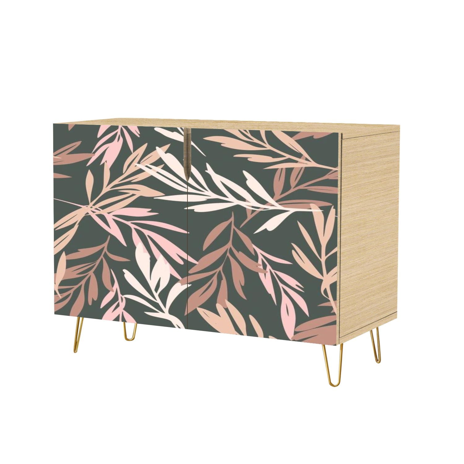 Sideboard Buffet Cabinet with Storage Leaves sprigs twigs leafage stem ...