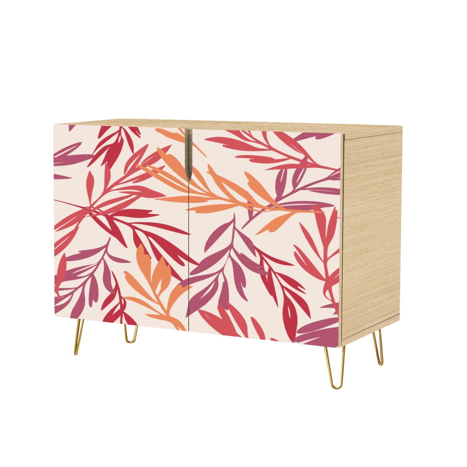 Sideboard Buffet Cabinet with Storage Leaves sprigs twigs leafage stem ...