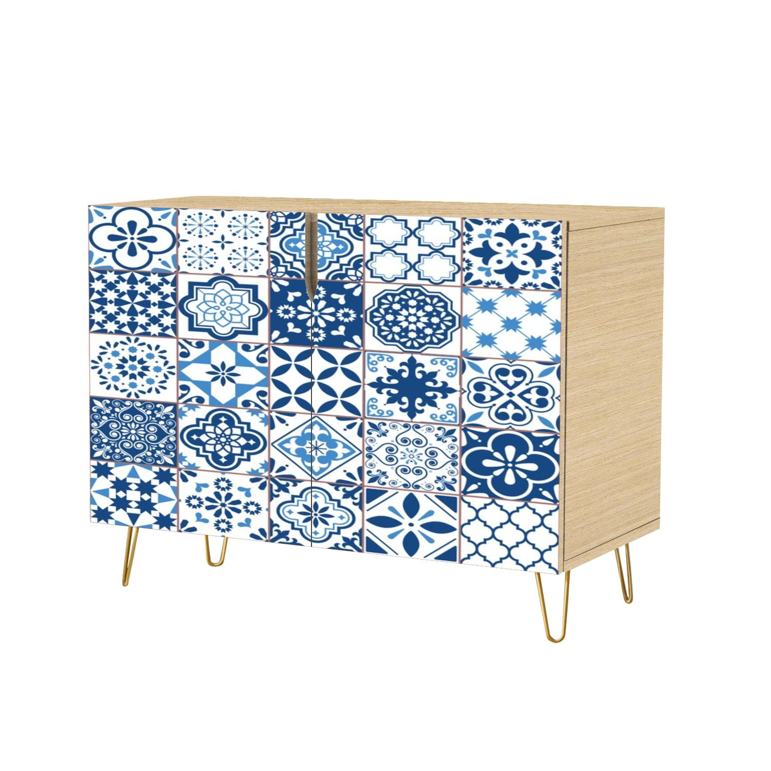 Sideboard Buffet Cabinet with Storage Lisbon geometric Azulejo tile ...