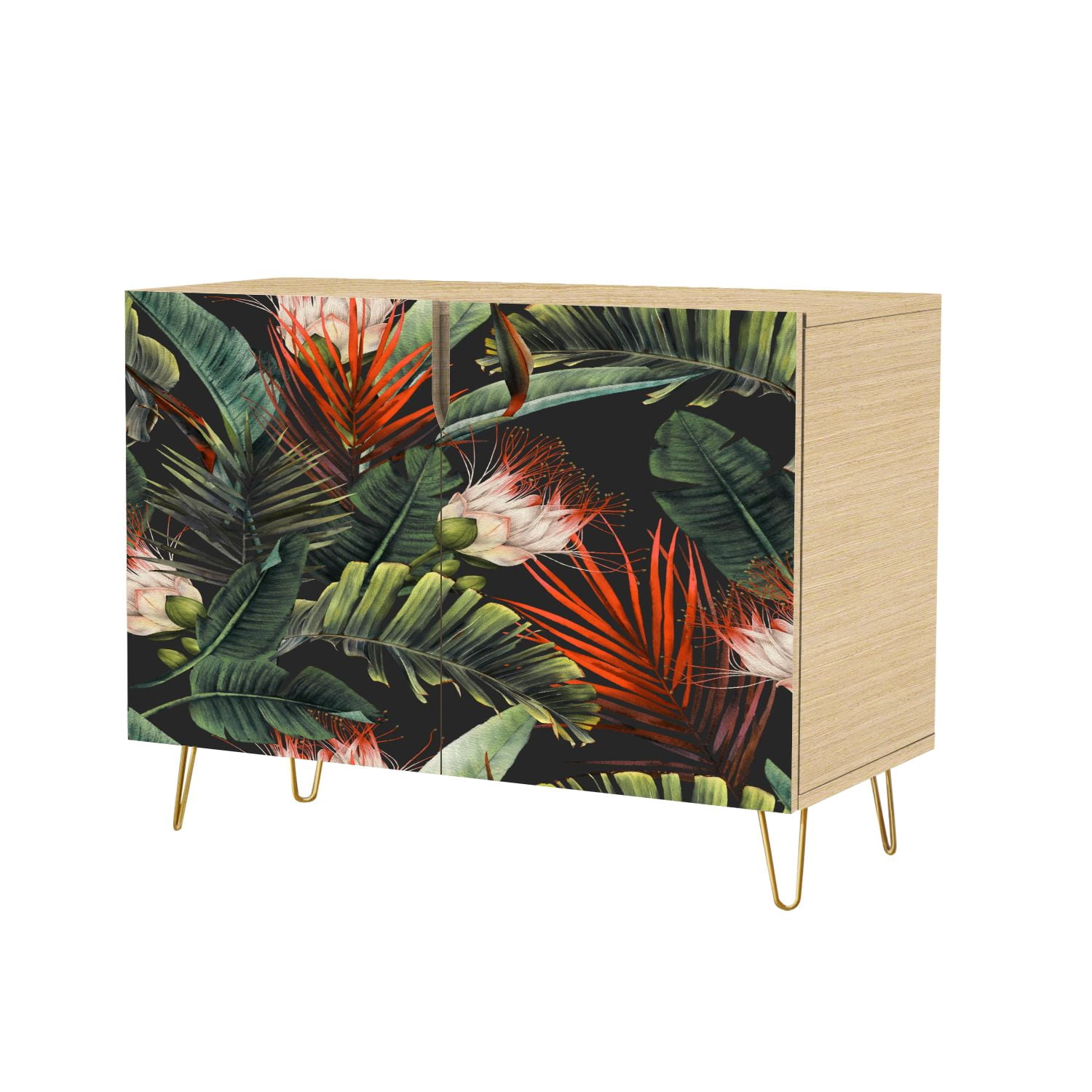 Sideboard Buffet Cabinet with Storage Seamless floral tropical flowers ...