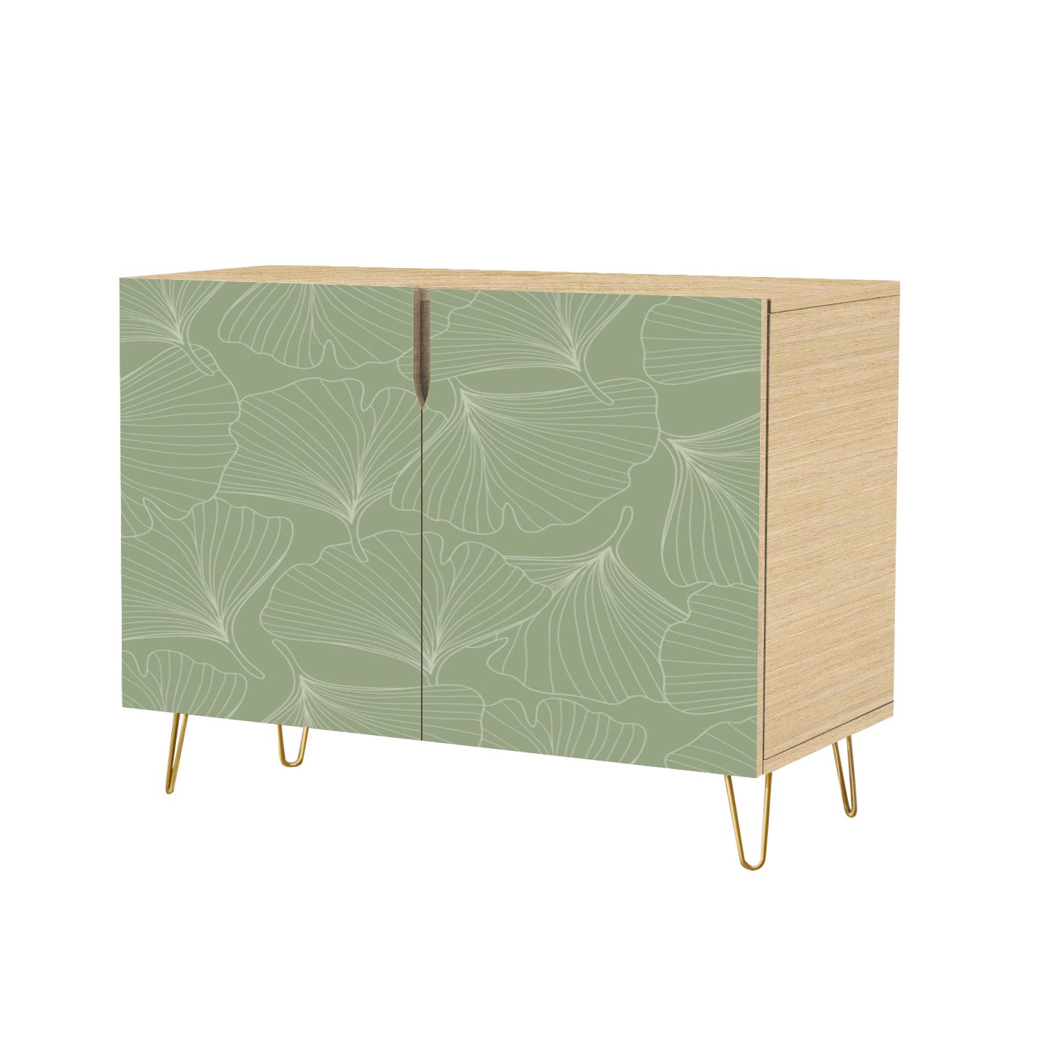 Sideboard Buffet Cabinet with Storage Seamless hand drawn gingko leaf ...