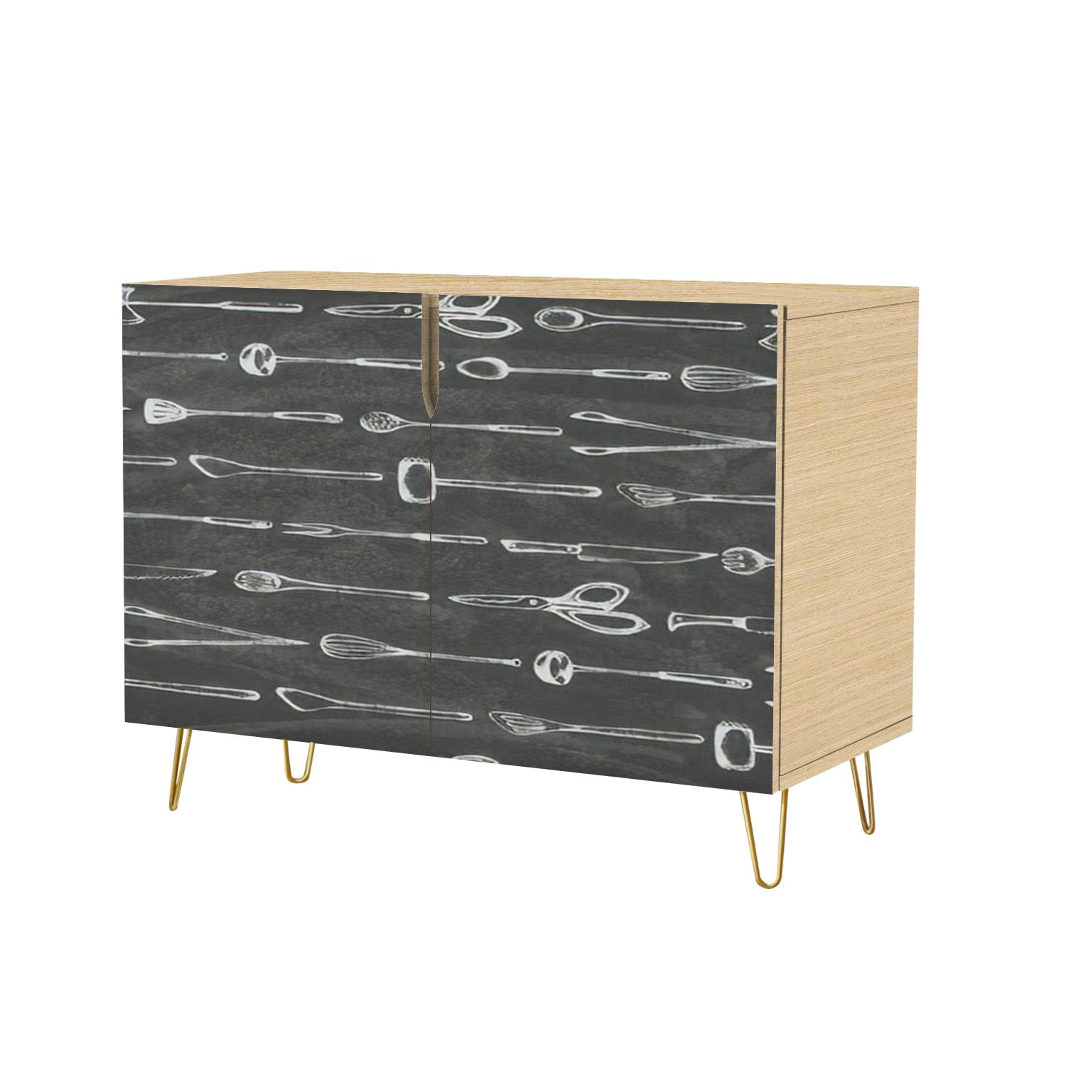 Sideboard Buffet Cabinet with Storage Set silhouette kitchen tools ...