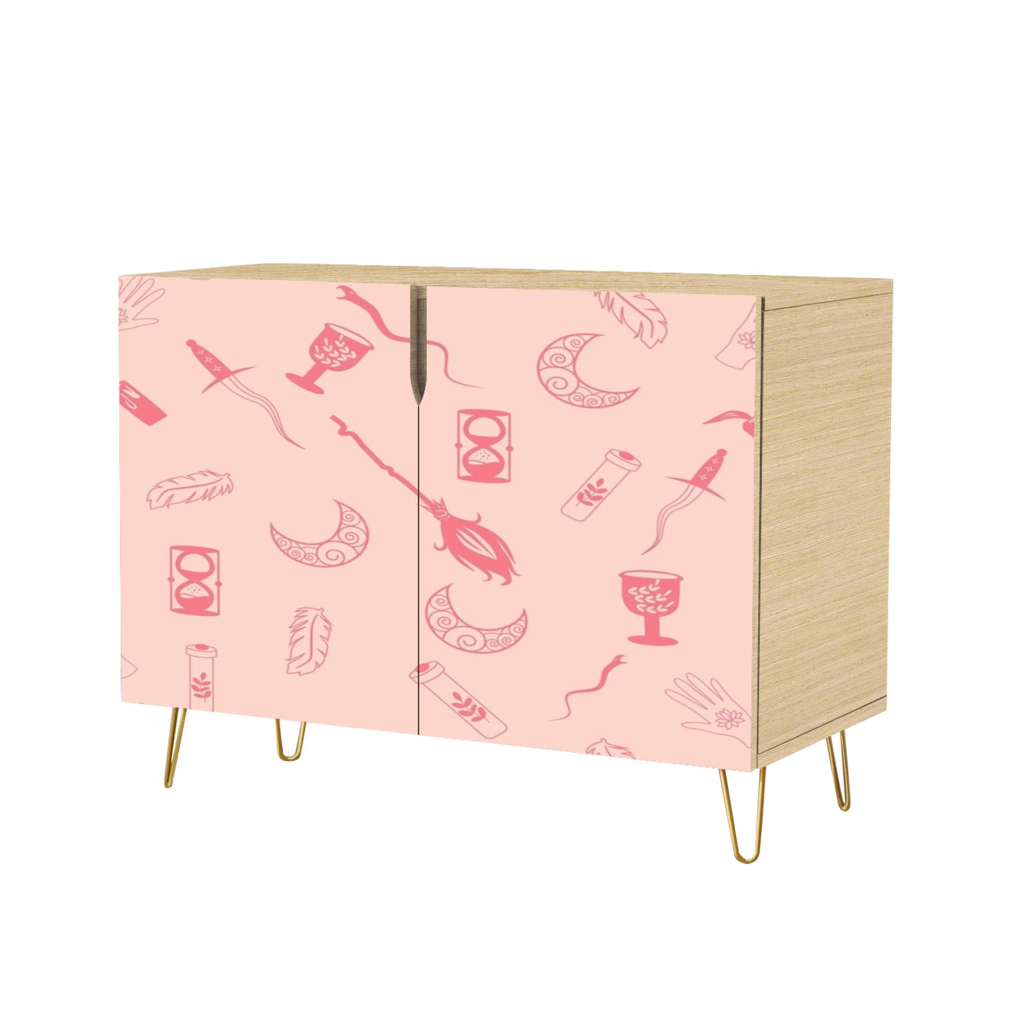 Sideboard Buffet Cabinet with Storage Silhouettes Magic symbols ...