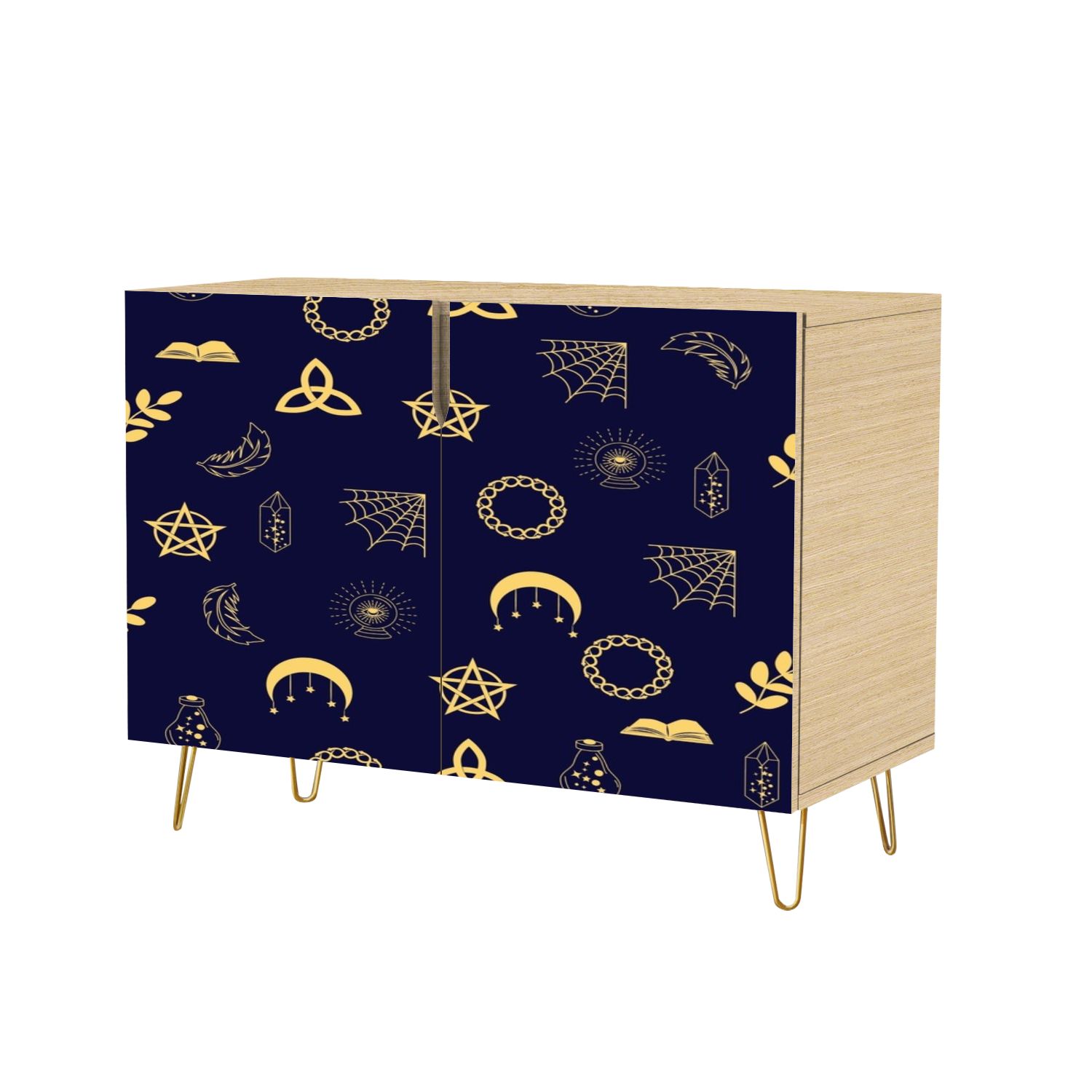 Sideboard Buffet Cabinet with Storage Silhouettes Magic symbols ...
