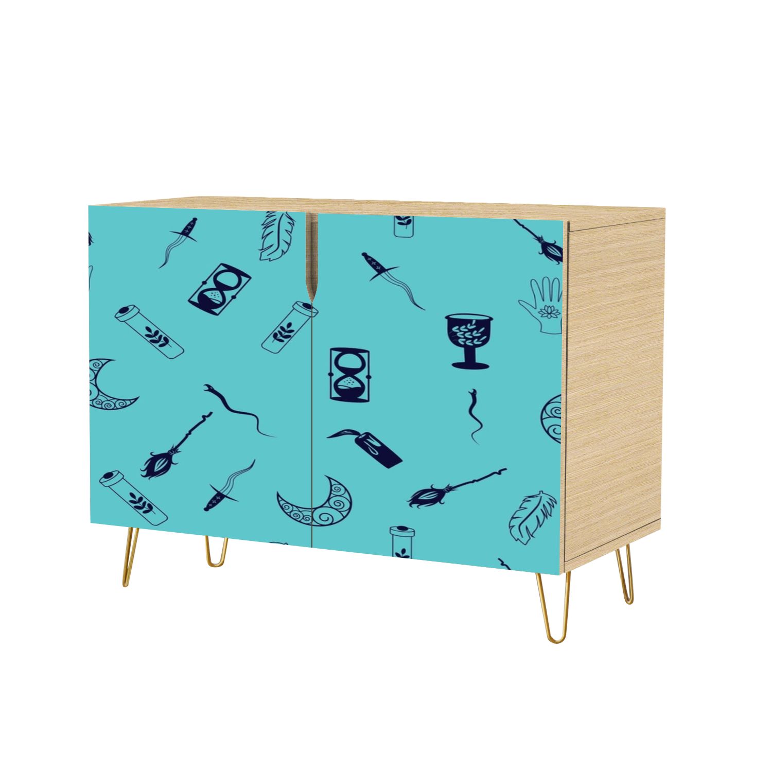 Sideboard Buffet Cabinet with Storage Silhouettes Magic symbols ...
