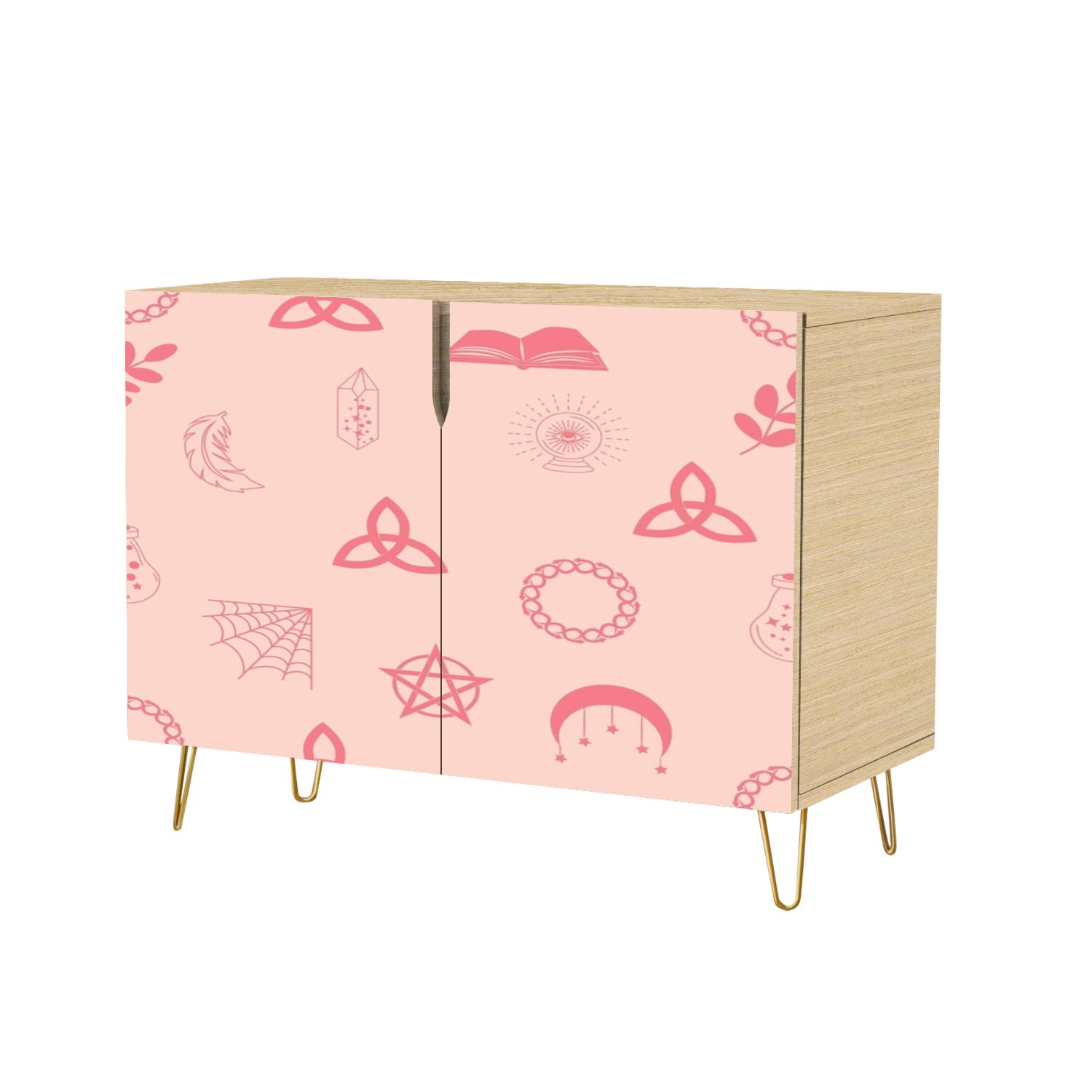 Sideboard Buffet Cabinet with Storage Silhouettes Magic symbols ...