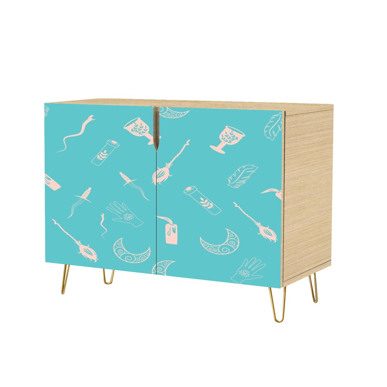 Sideboard Buffet Cabinet with Storage Silhouettes Magic symbols ...