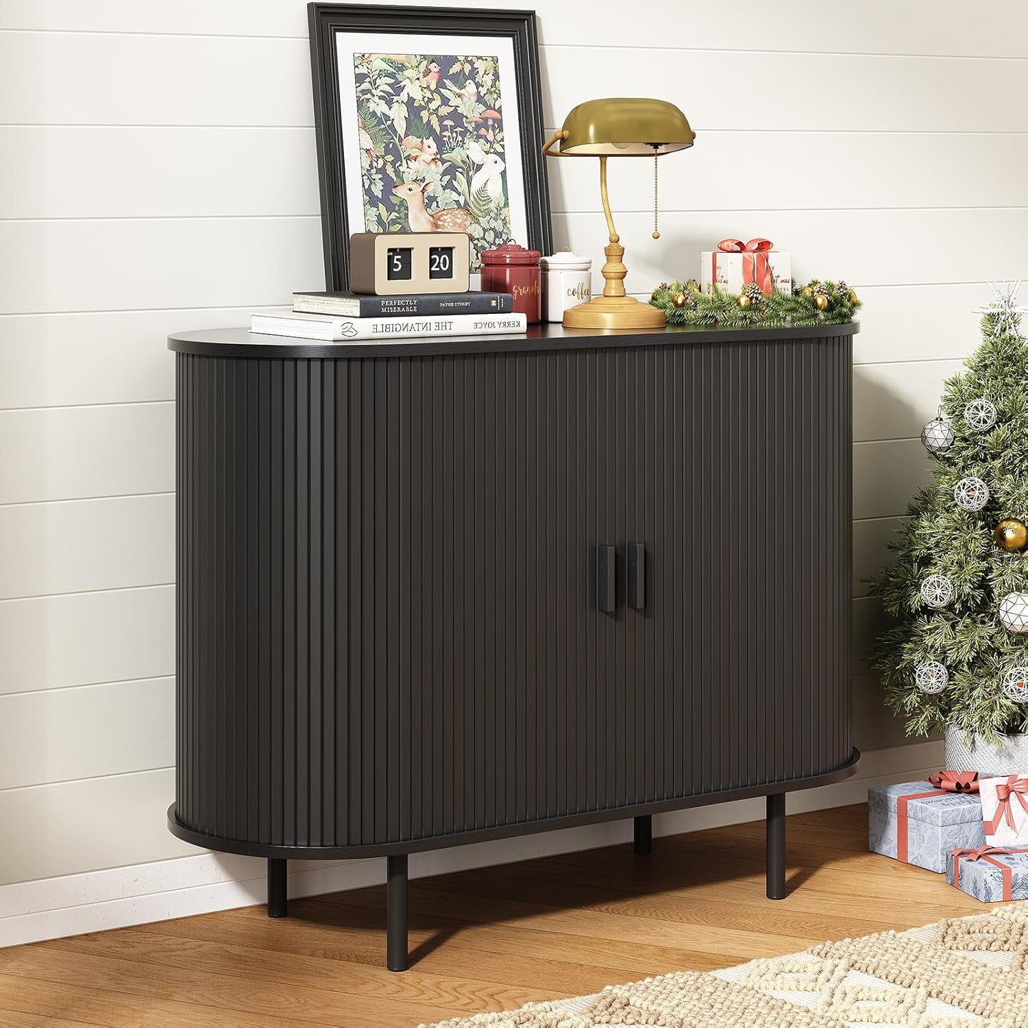 Sideboard Buffet Cabinet with Storage, Sliding Door & Adjustable Shelf ...