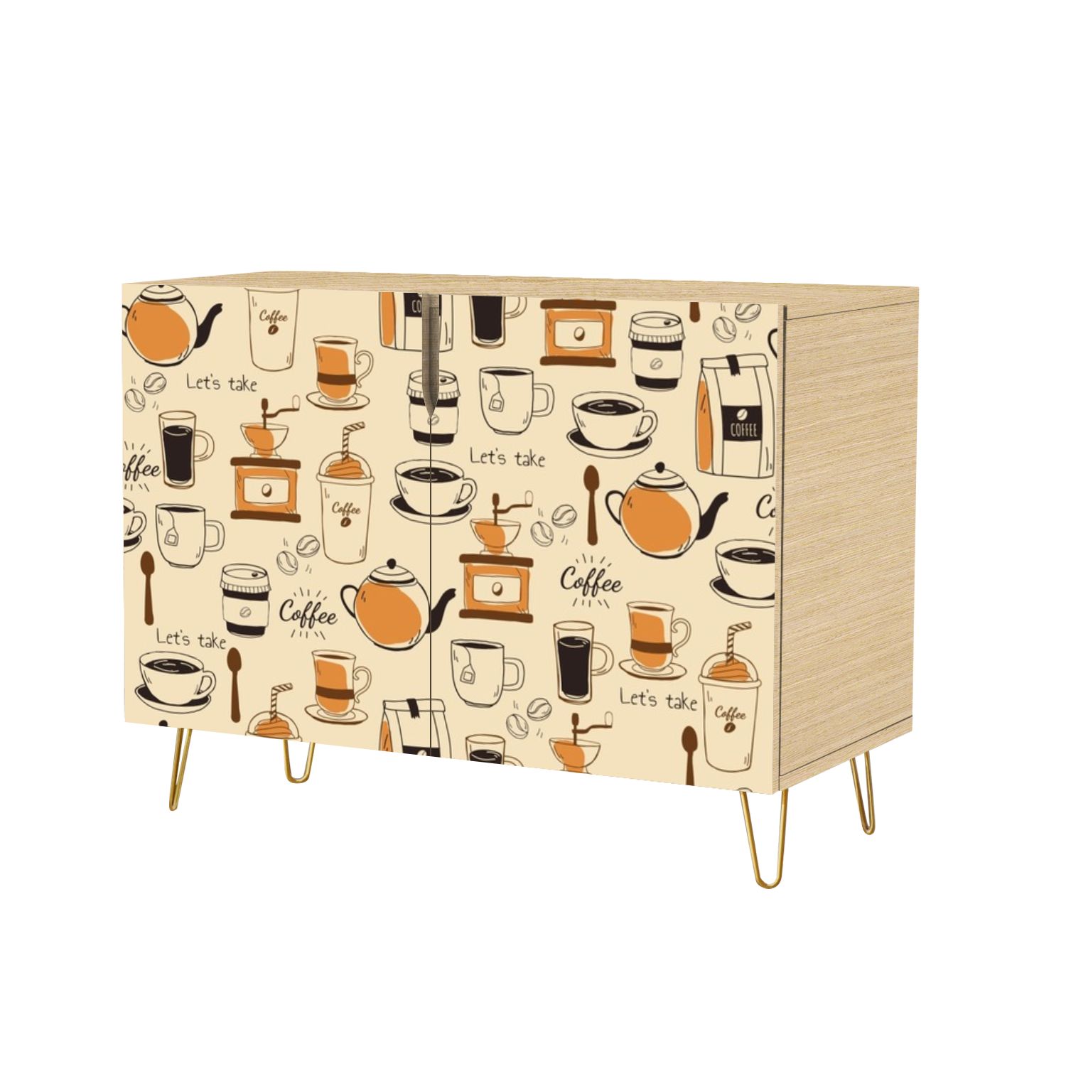 Sideboard Buffet Cabinet with Storage Stylish illustrative coffee Cups ...