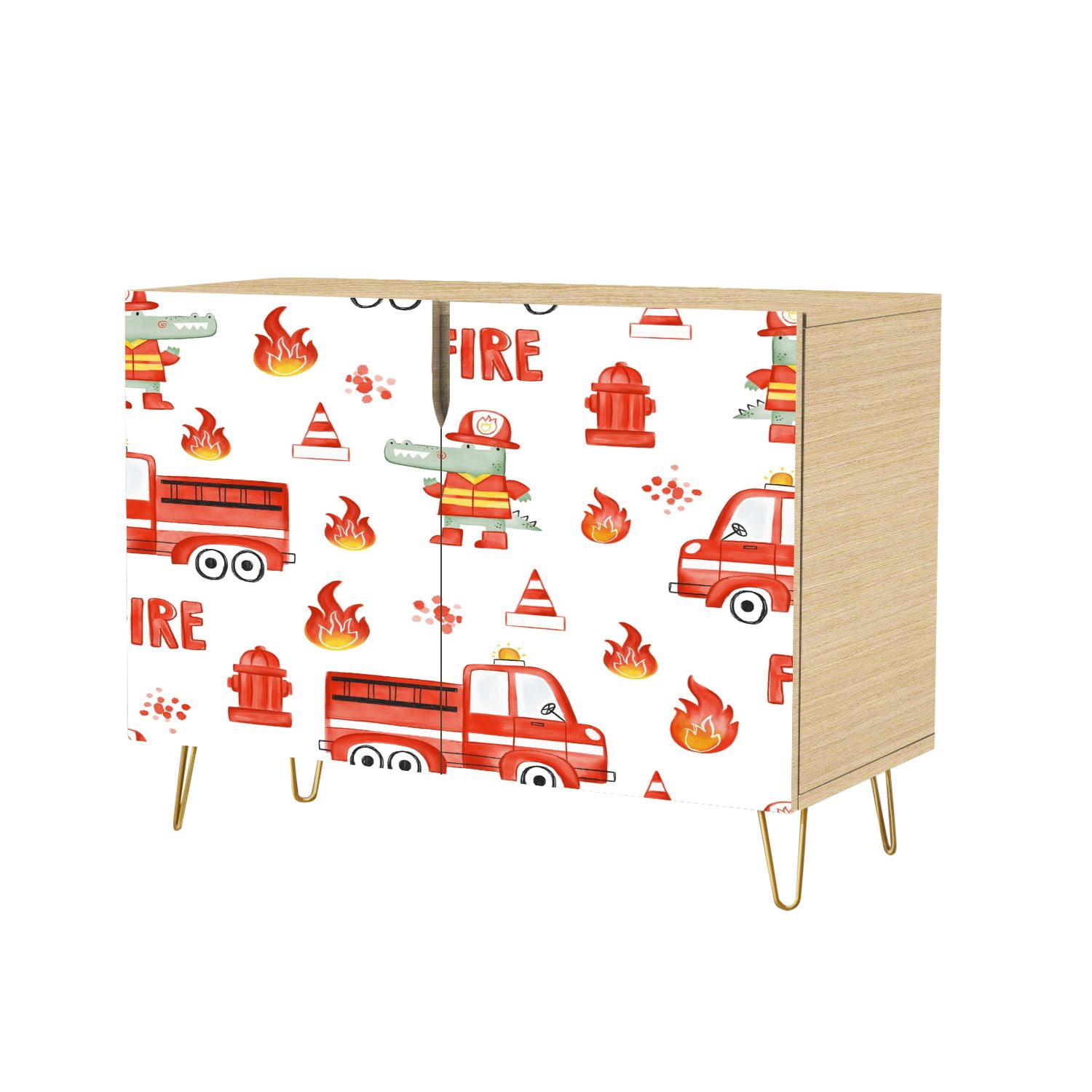 Sideboard Buffet Cabinet with Storage Watercolor hand drawn seamless ...