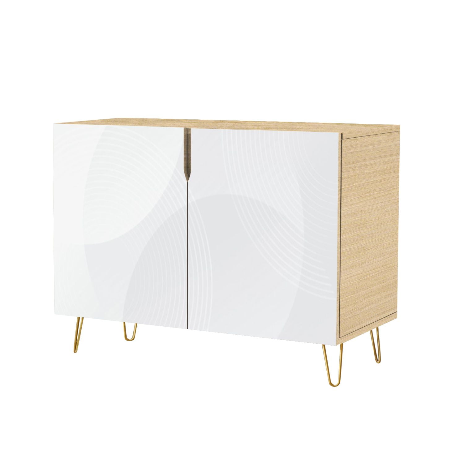 Sideboard Buffet Cabinet with Storage White geometric abstract overlap ...