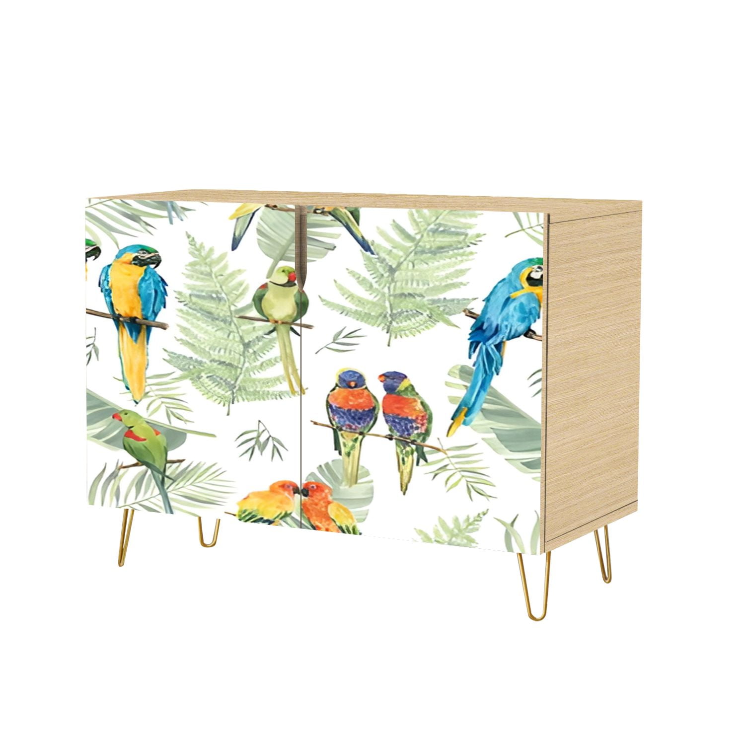 Sideboard Buffet Cabinet with Storage beautiful watercolor parrots ...