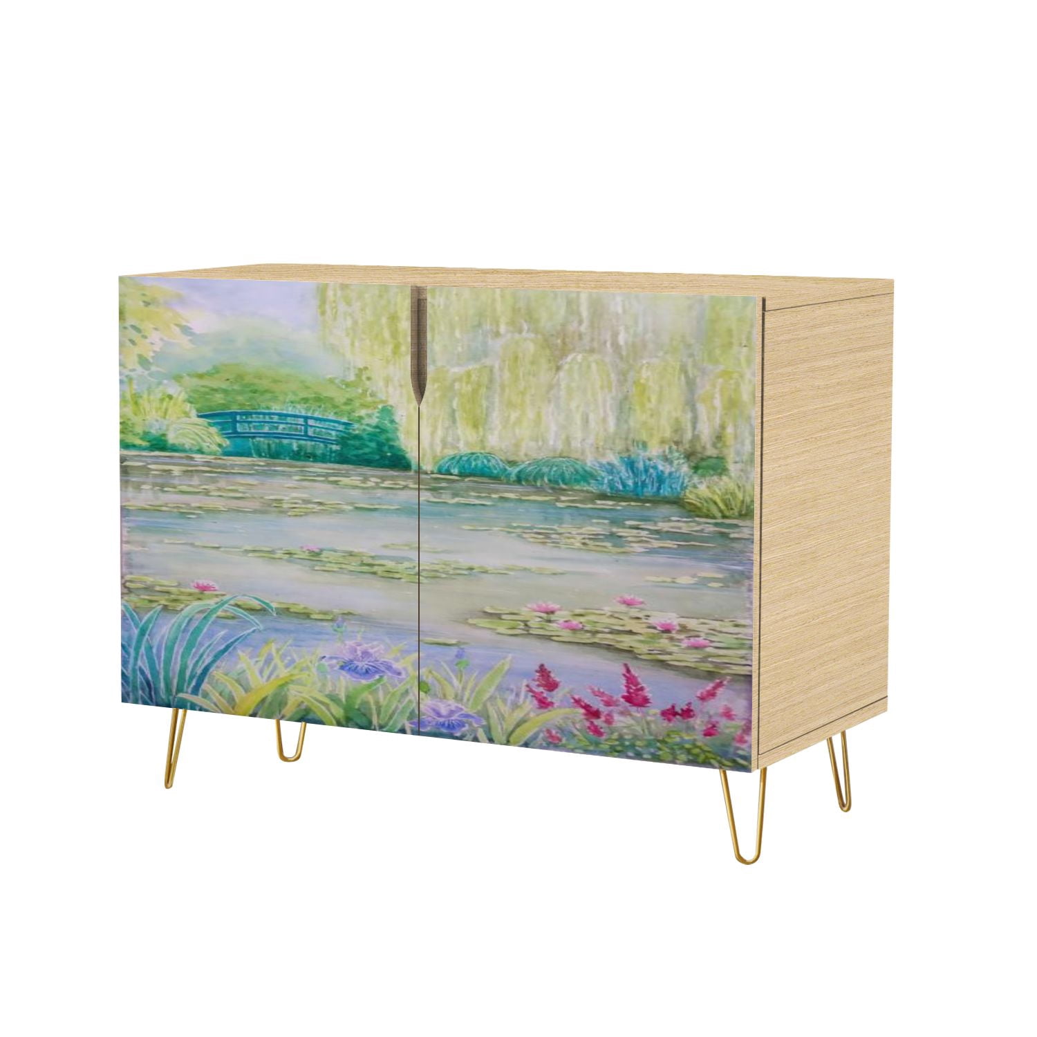 Sideboard Buffet Cabinet with Storage hand drawn watercolor painting ...