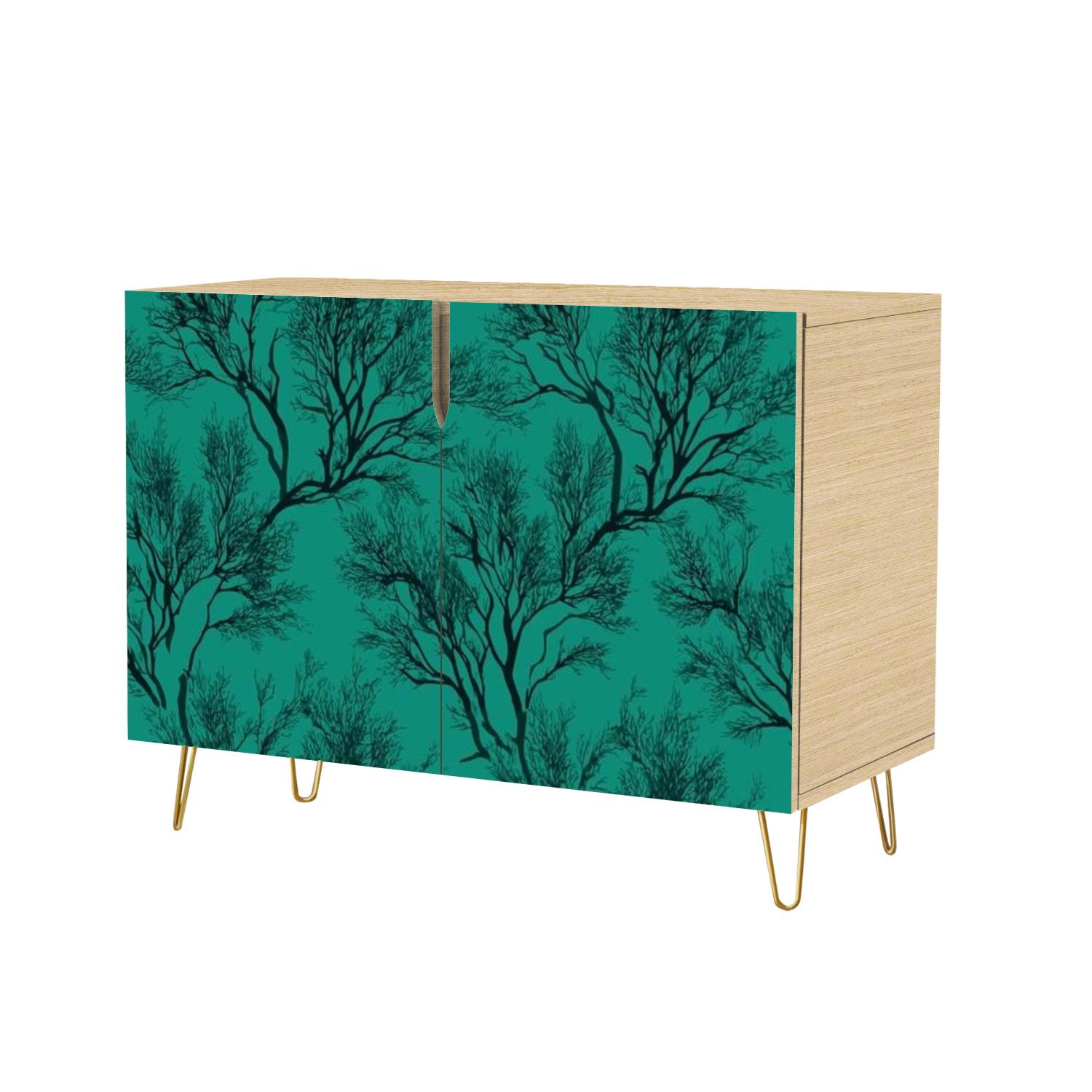 Sideboard Buffet Cabinet with Storage seamless texture branches teal ...