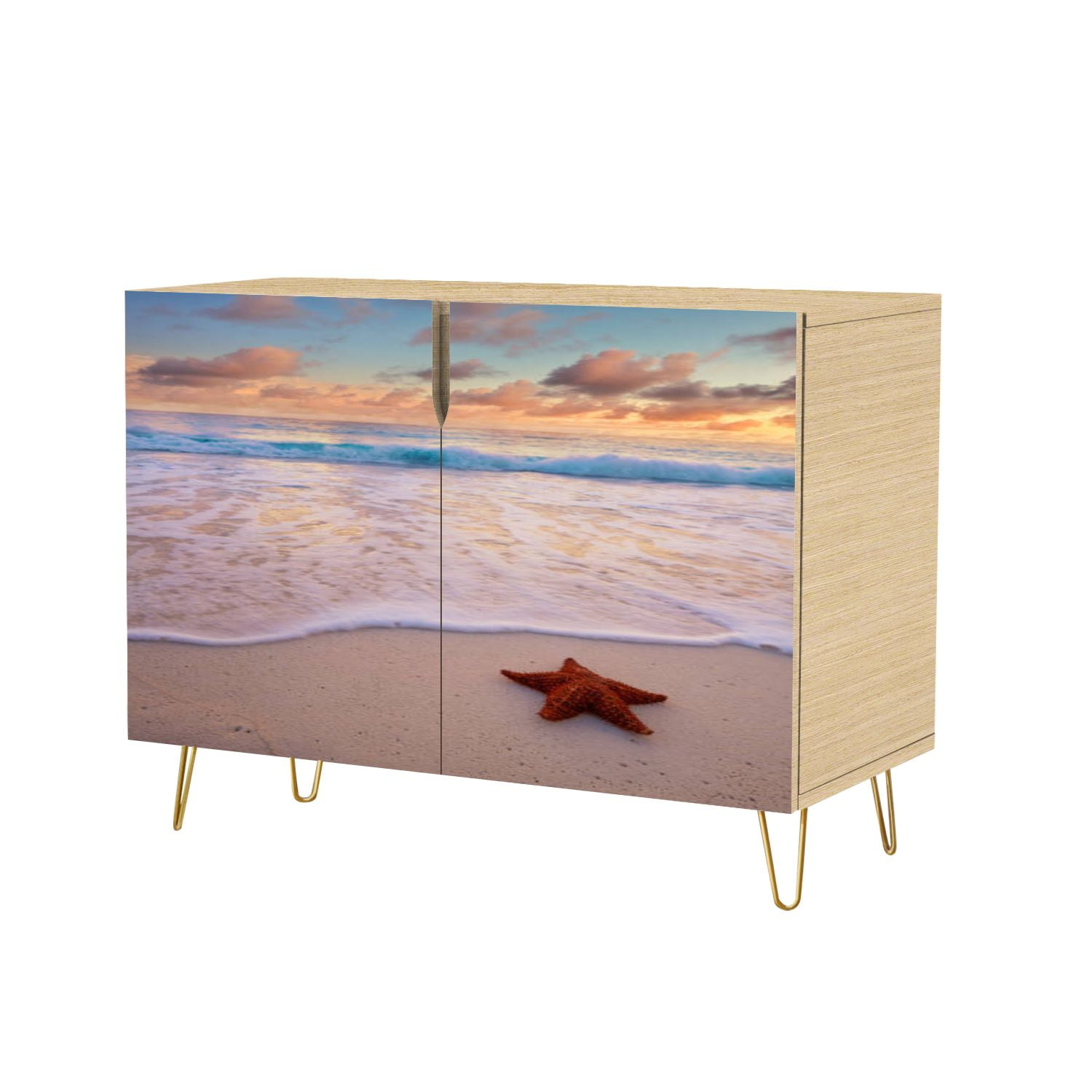 Sideboard Buffet Cabinet with Storage star fish laying sandy beach with ...