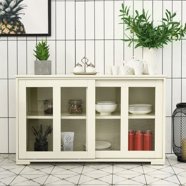 Blotout Coffee Bar Cabinet with Sliding Barn Door, 58" Farmhouse Buffet Cabinet Kitchen Storage ...