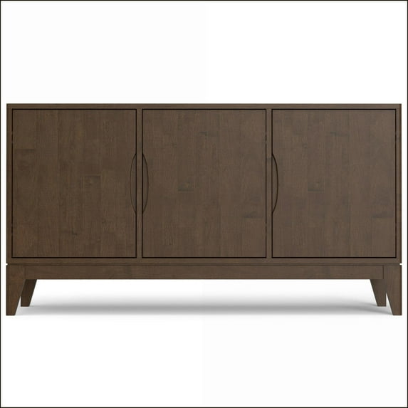 Sideboard Buffet, Mid Century Modern Solid Rubberwood, Dark Walnut ...