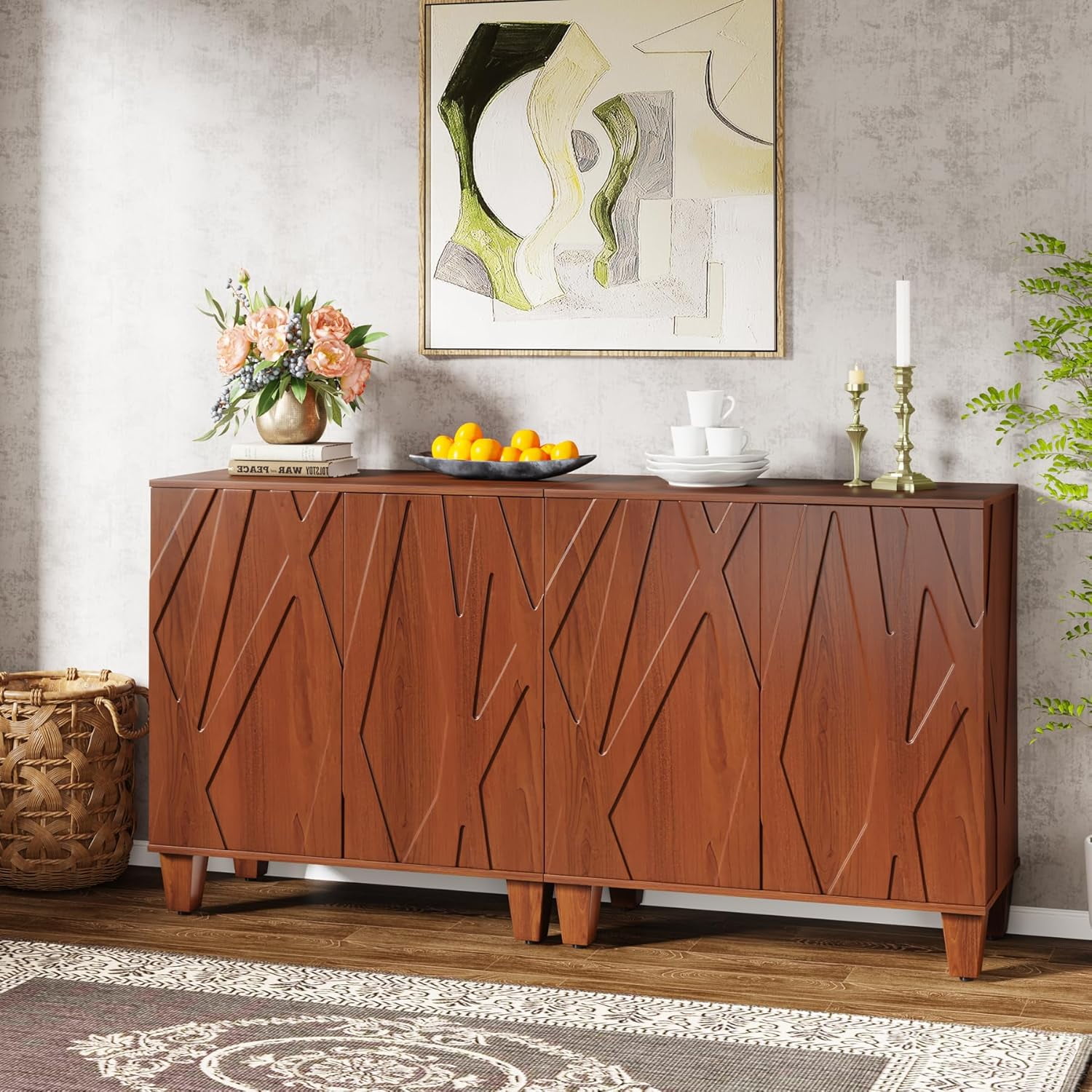 Sideboard Buffet Storage Cabinet Set of 2, Retro Kitchen Sideboard ...