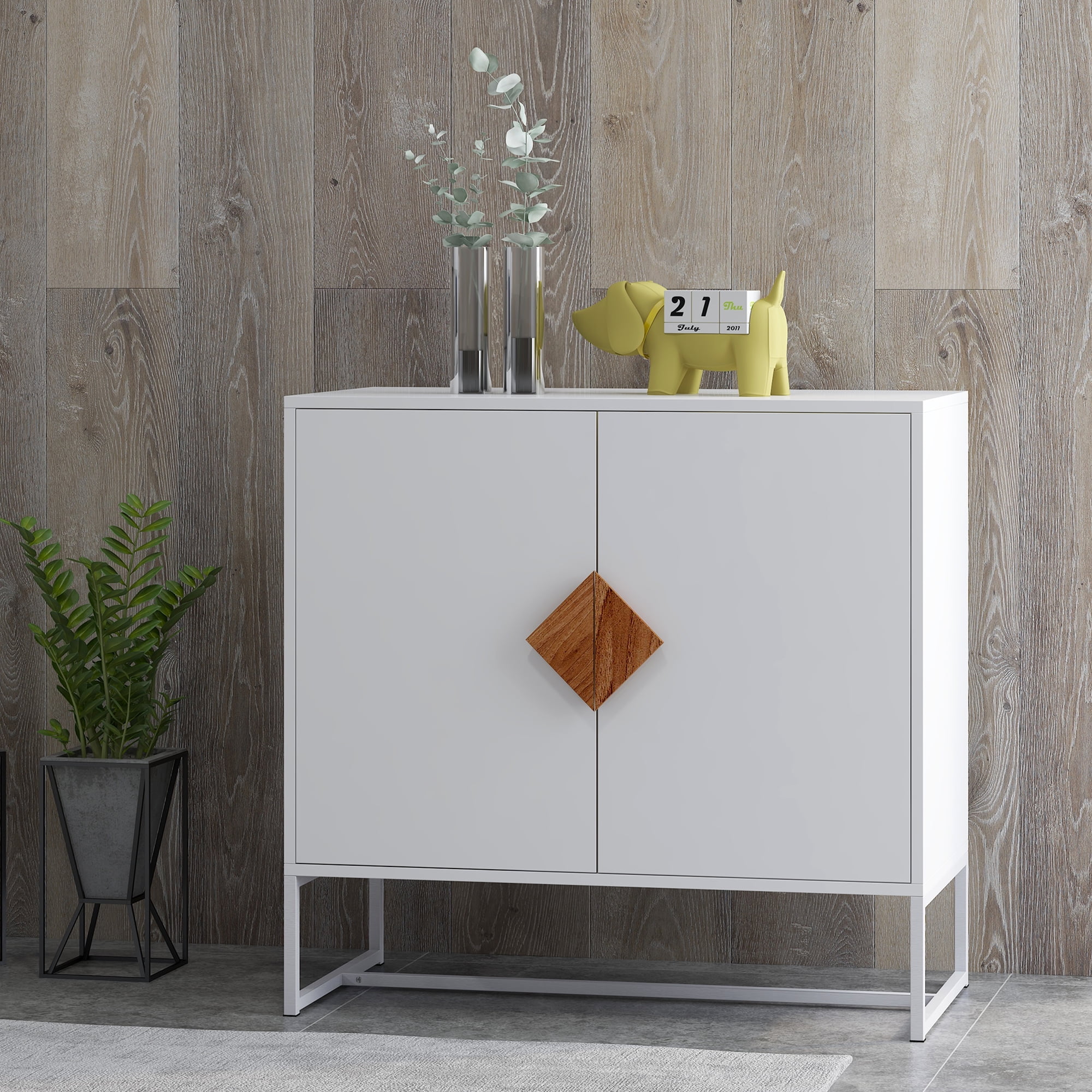 Sideboard Buffet Storage Cabinet With Square Handle, Modern ...