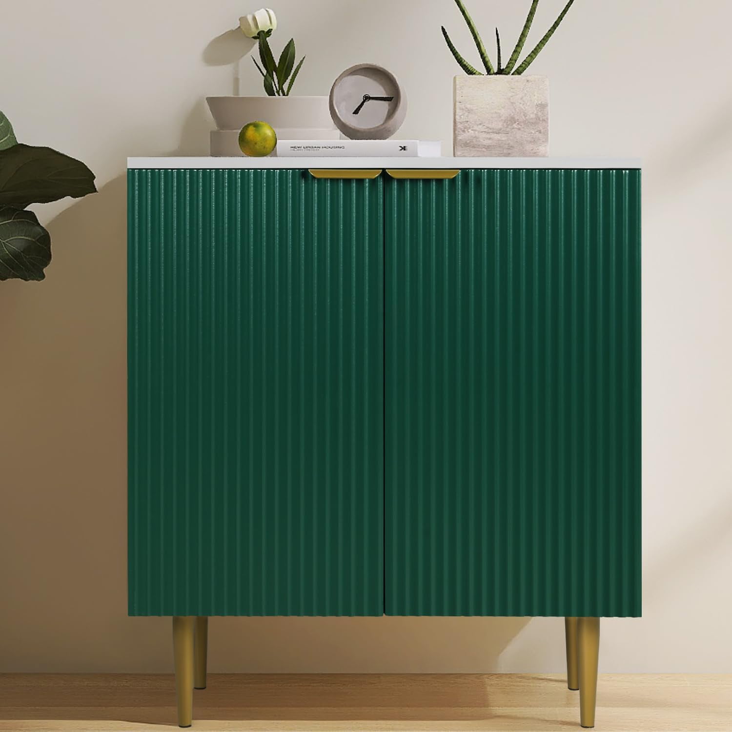 Sideboard Buffet with Storage, Credenza Buffet Cabinet, Accent Cabinet with 2 Fluted Doors for ...