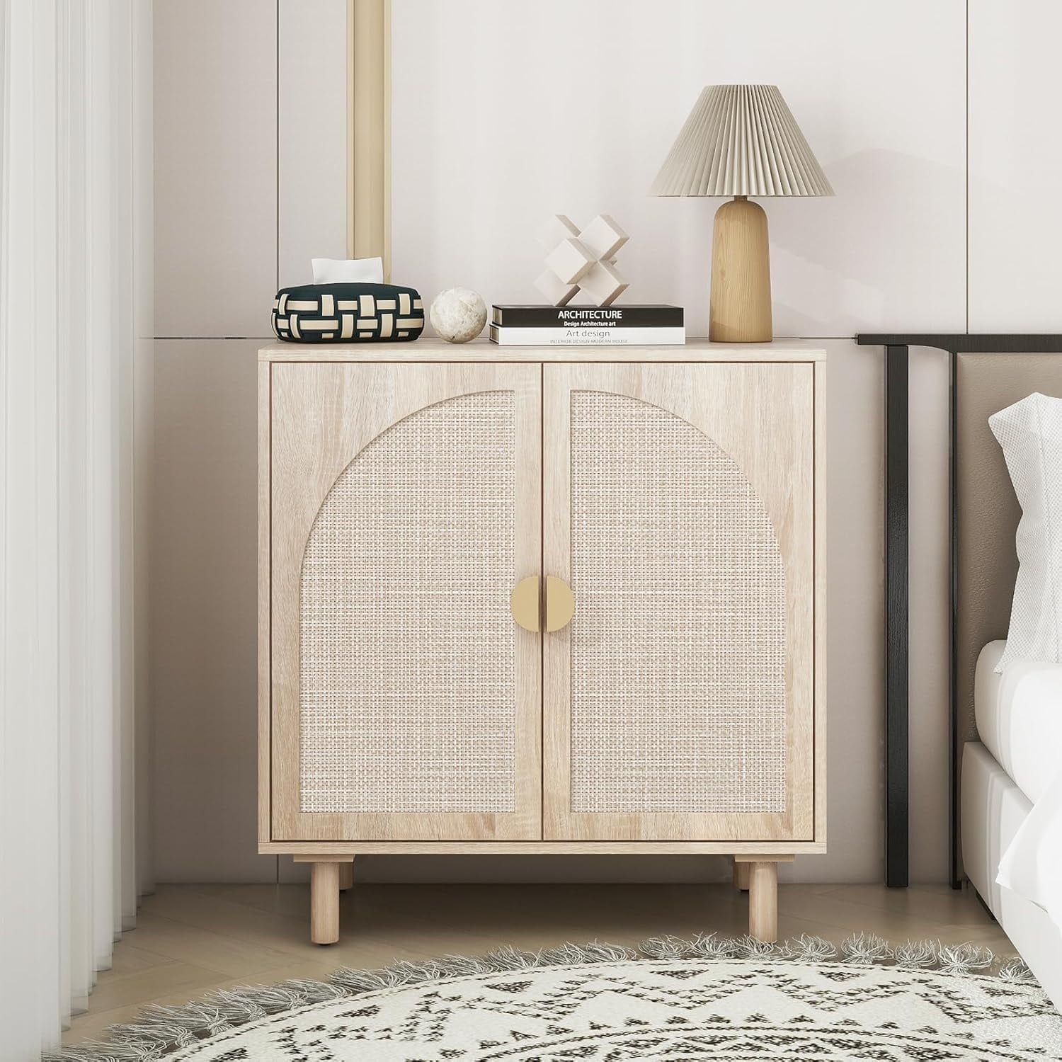 Sideboard and Buffet cabinets with Storage - Rattan 2 Door Decorative ...