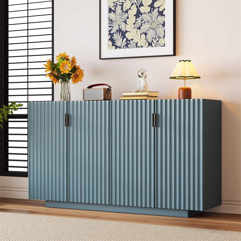 Sideboard Buffets Cabinet, Modern Accent Storage Cabinet With 4 Fluted ...