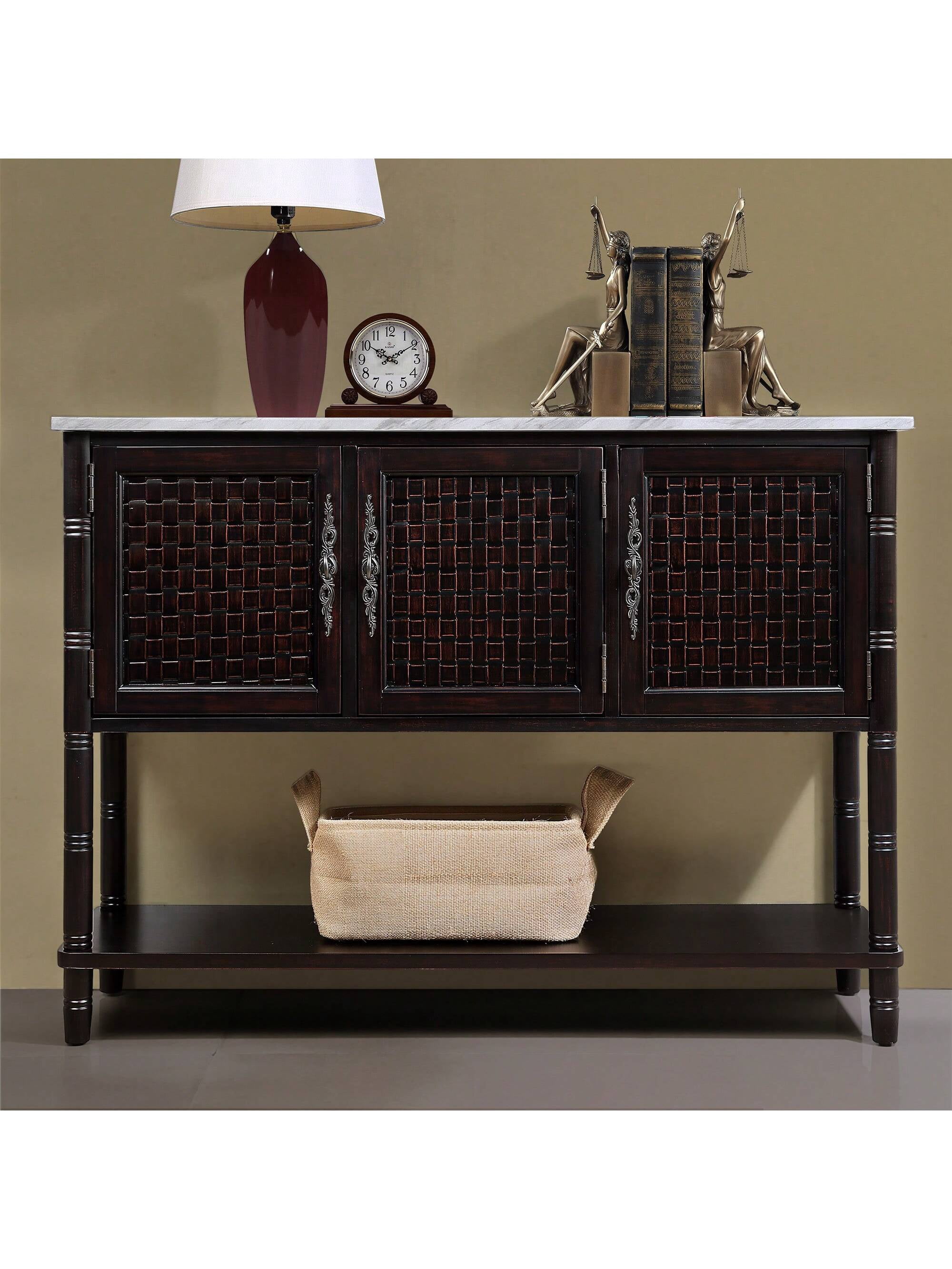 Sideboard Cabinet With Storage Drawers And Shelf, 47'' Wood Narrow ...