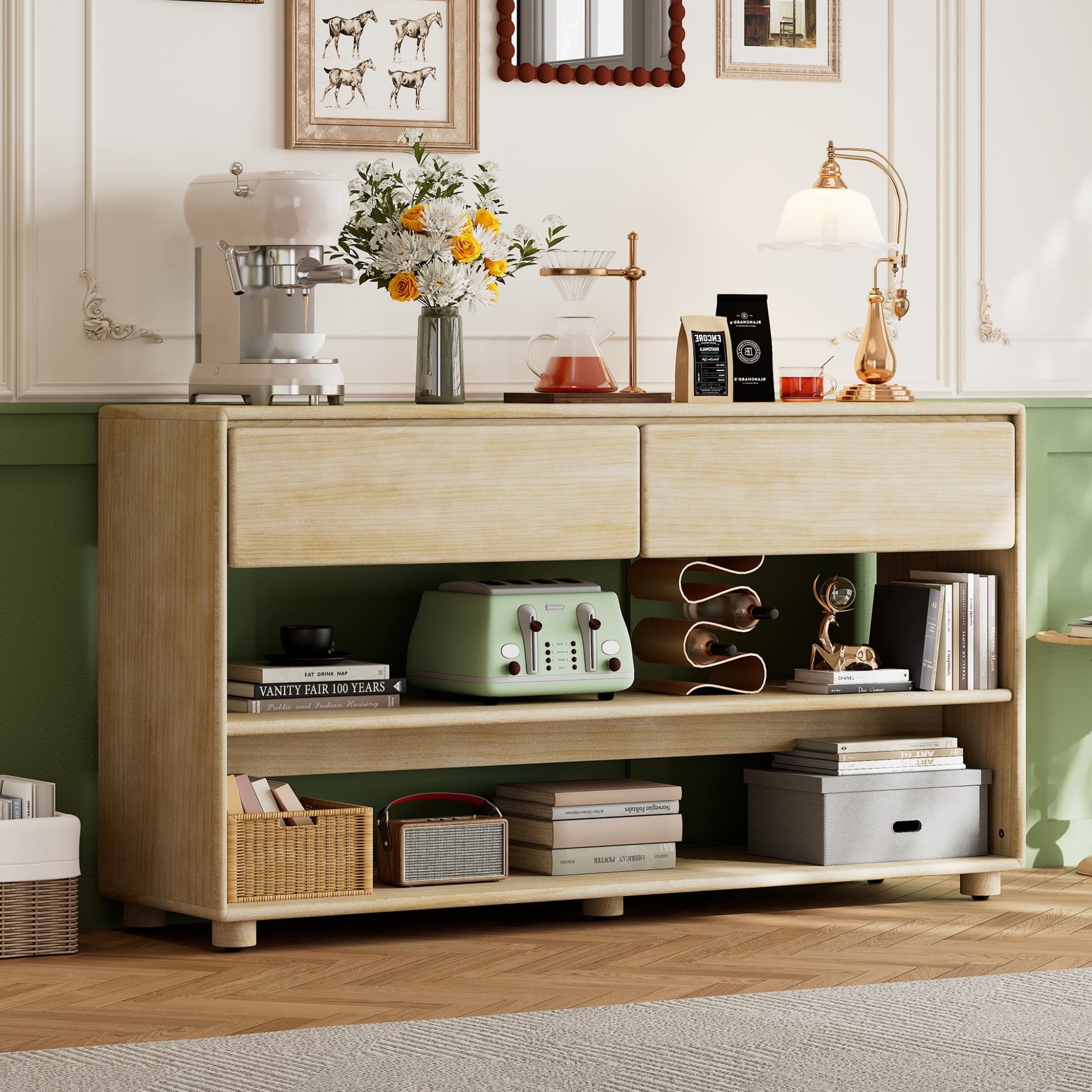 Sideboard Console Table, Buffet Cabinet Coffee Bar Pantry Cabinets with ...