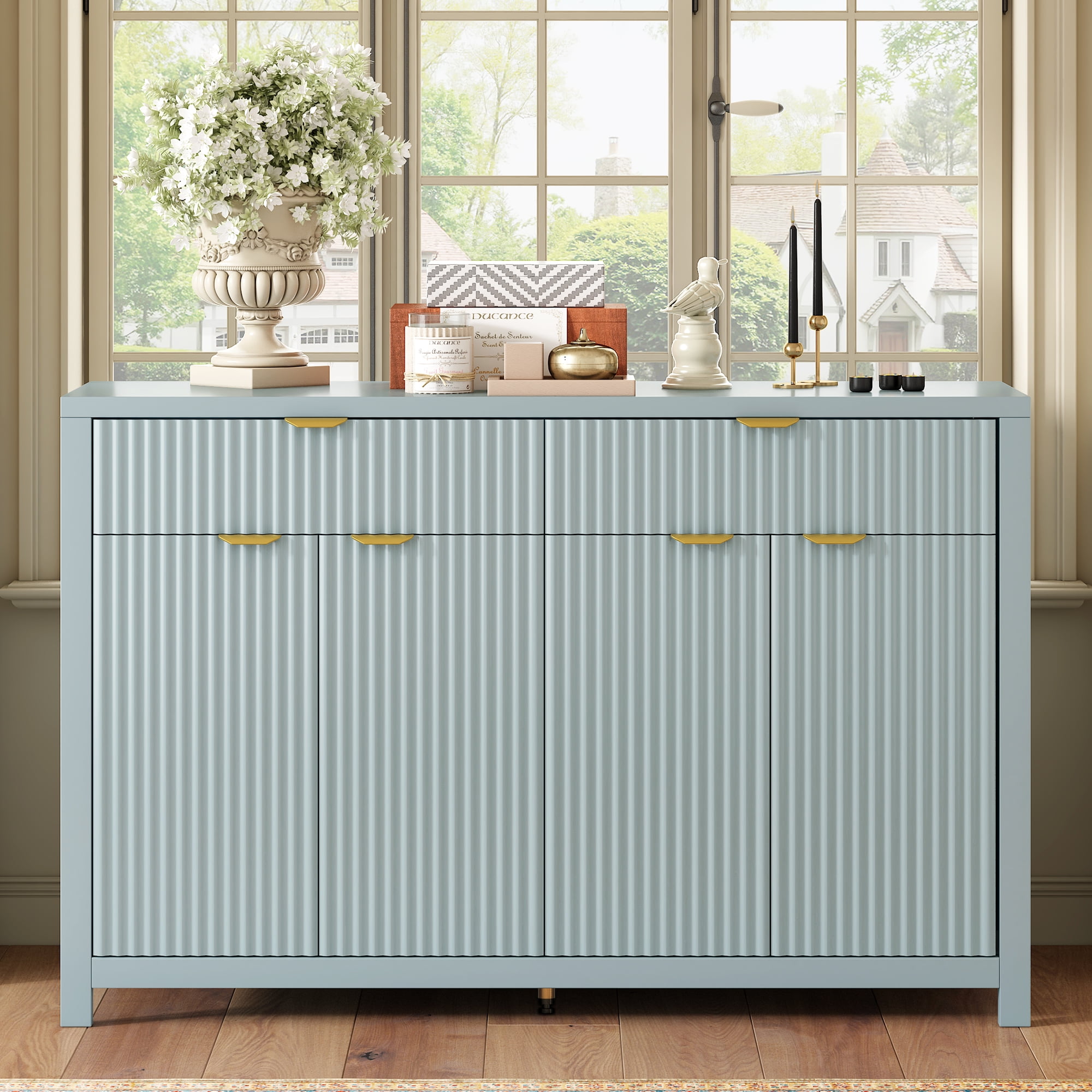 Sideboard For Dining Room Modern Wave-Pattern Sideboard Cabinet with 2 ...