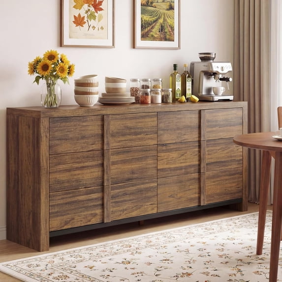 Sideboard Storage Buffet Cabinet with 6 Drawer, Farmhouse Wooden Buffet ...