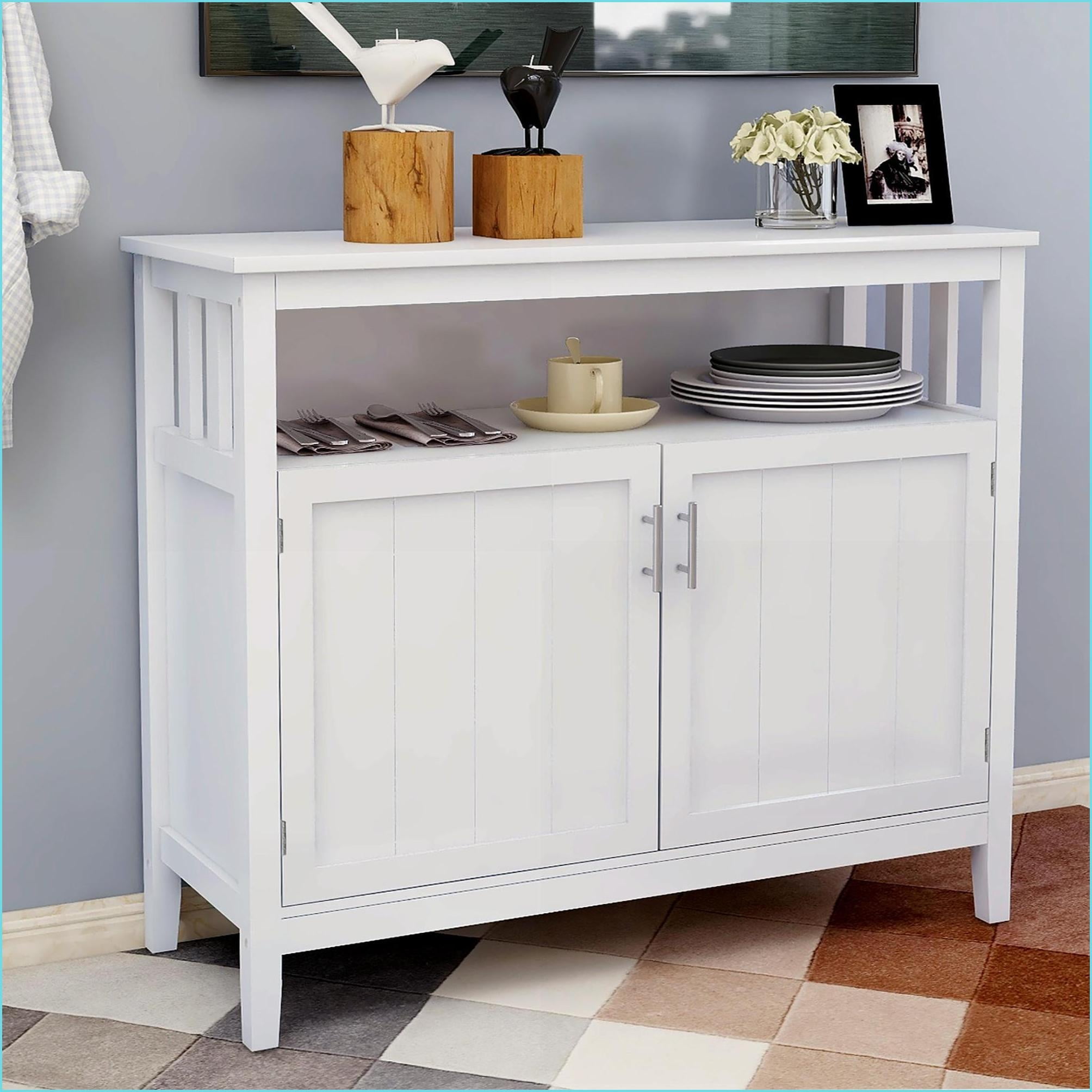 Sideboard White Kitchen Storage Buffet with Adjustable Shelf | E1 MDF ...