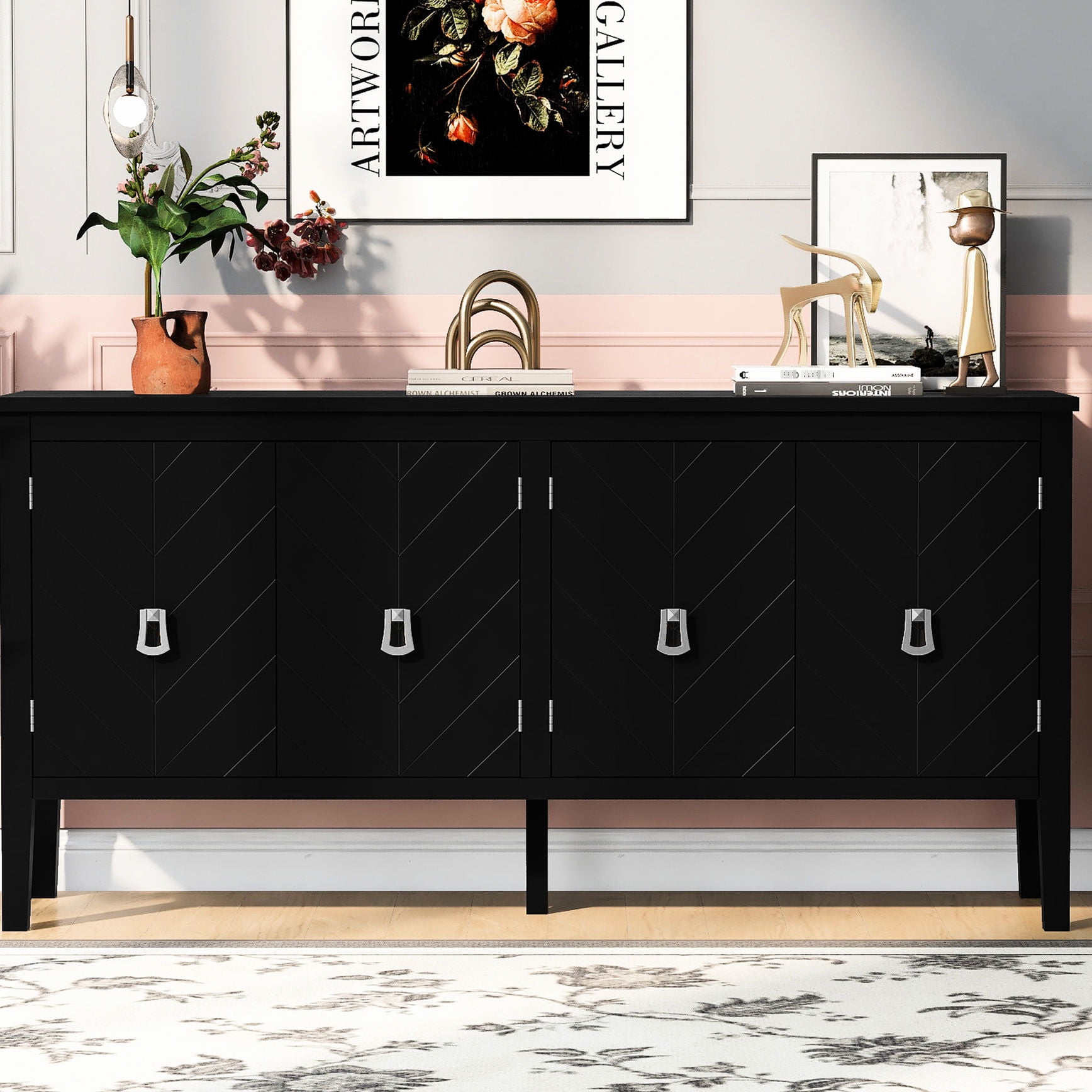 Sideboard with Geometric Patterns, Adjustable Shelves - Adapts to ...