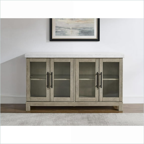 Sideboards with Touch Lighting | White Marble Veneer Solid Poplar ...