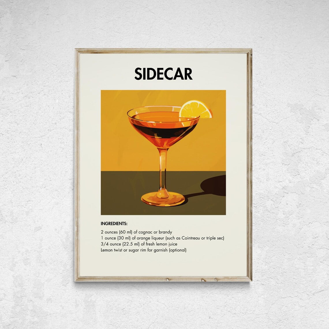 Sidecar Cocktail, Sidecar Cocktail Poster, Sidecar Cocktail Print ...
