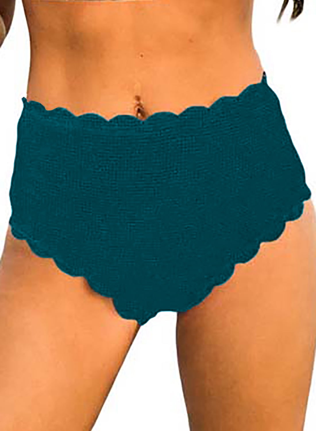 Sidefeel Swim Shorts For Women High Waisted Scalloped Edge Tummy