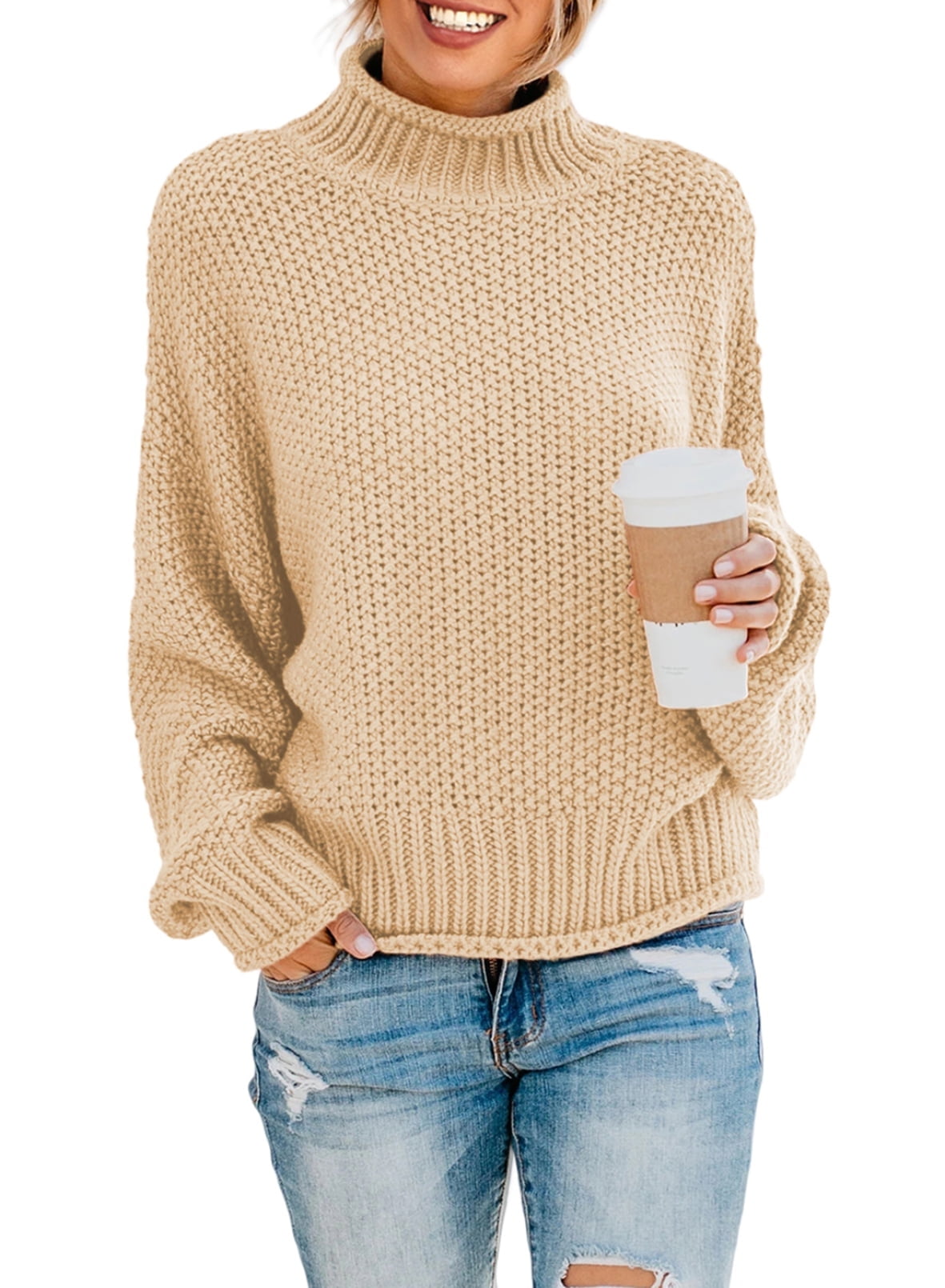 Sidefeel Womens Winter Clothing: Chunky Cable Knit Sweater, Long Sleeve ...