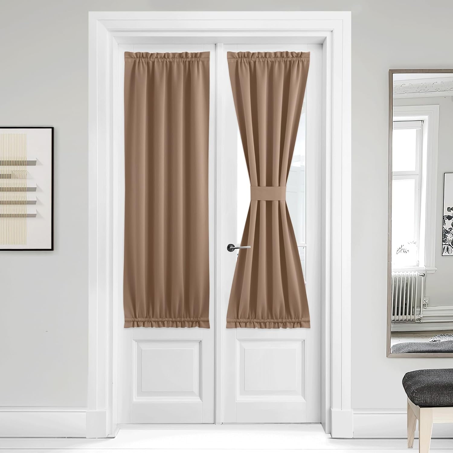 Sidelight Door Panel for Cafe, Thermal Insulated Rustic French Door Curtain Blackout Window ...