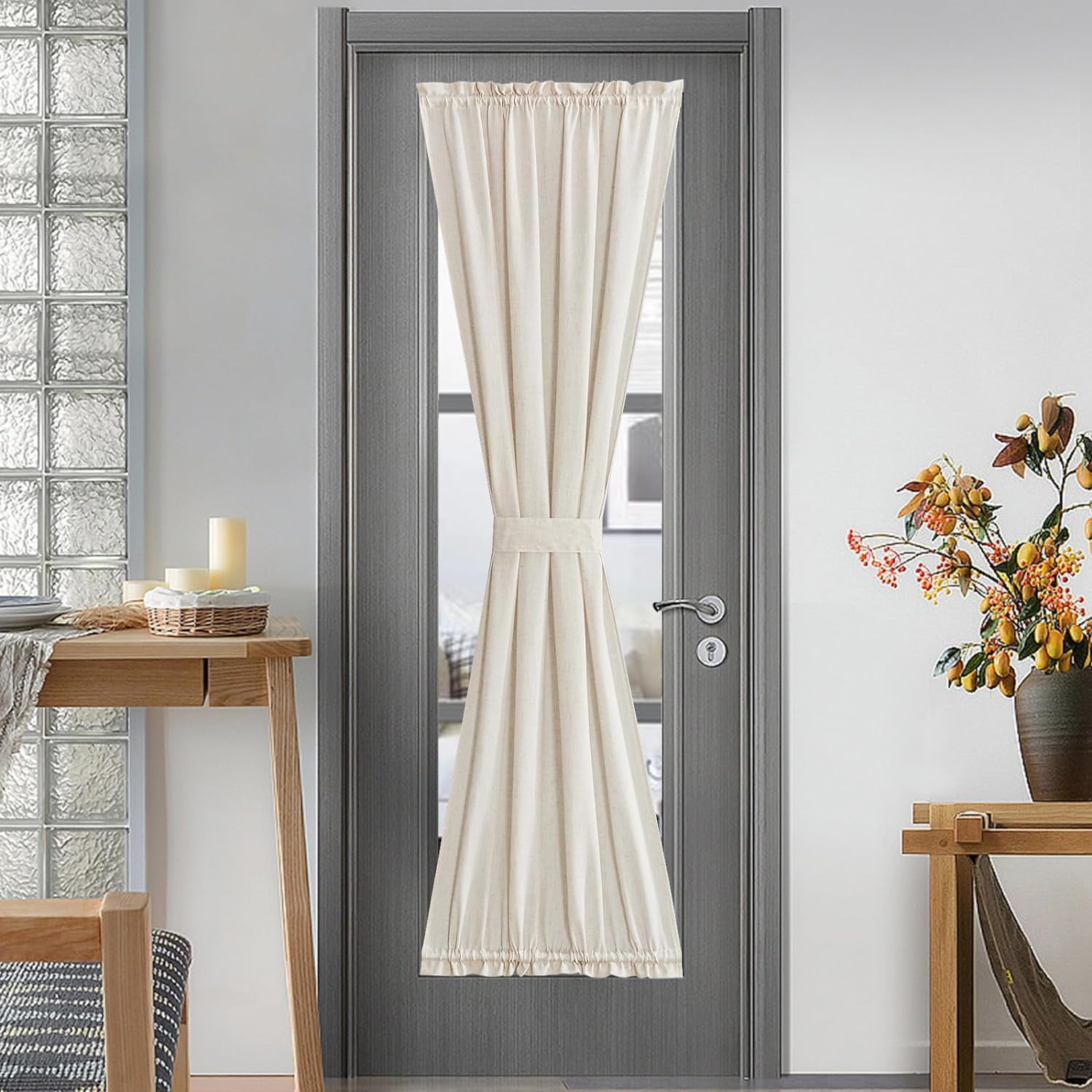 Sidelight French Door Panel, Linen Textured Look Translucent Privacy ...