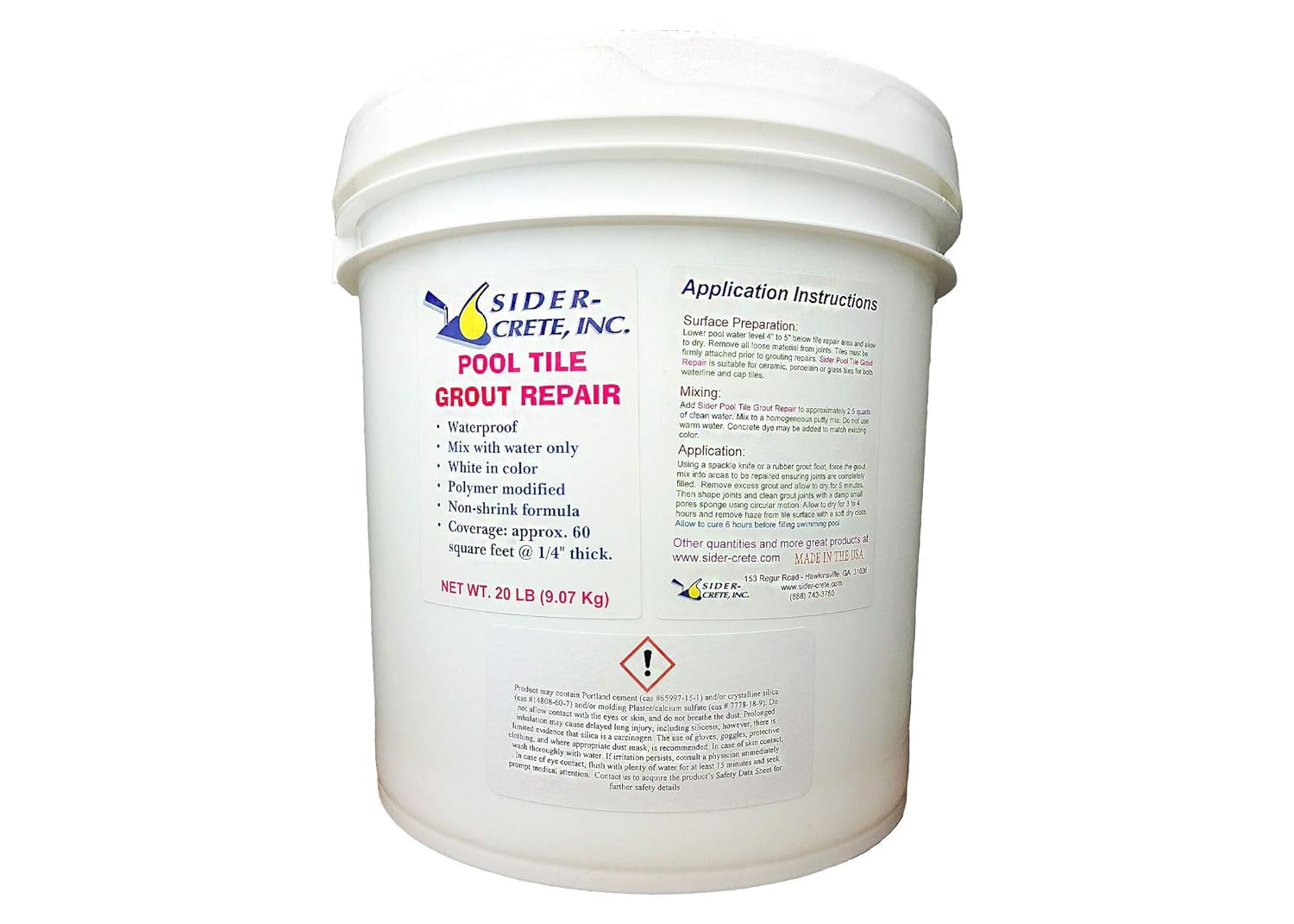 Sider Pool Tile Grout Repair - 20 lb - White - Walmart.com
